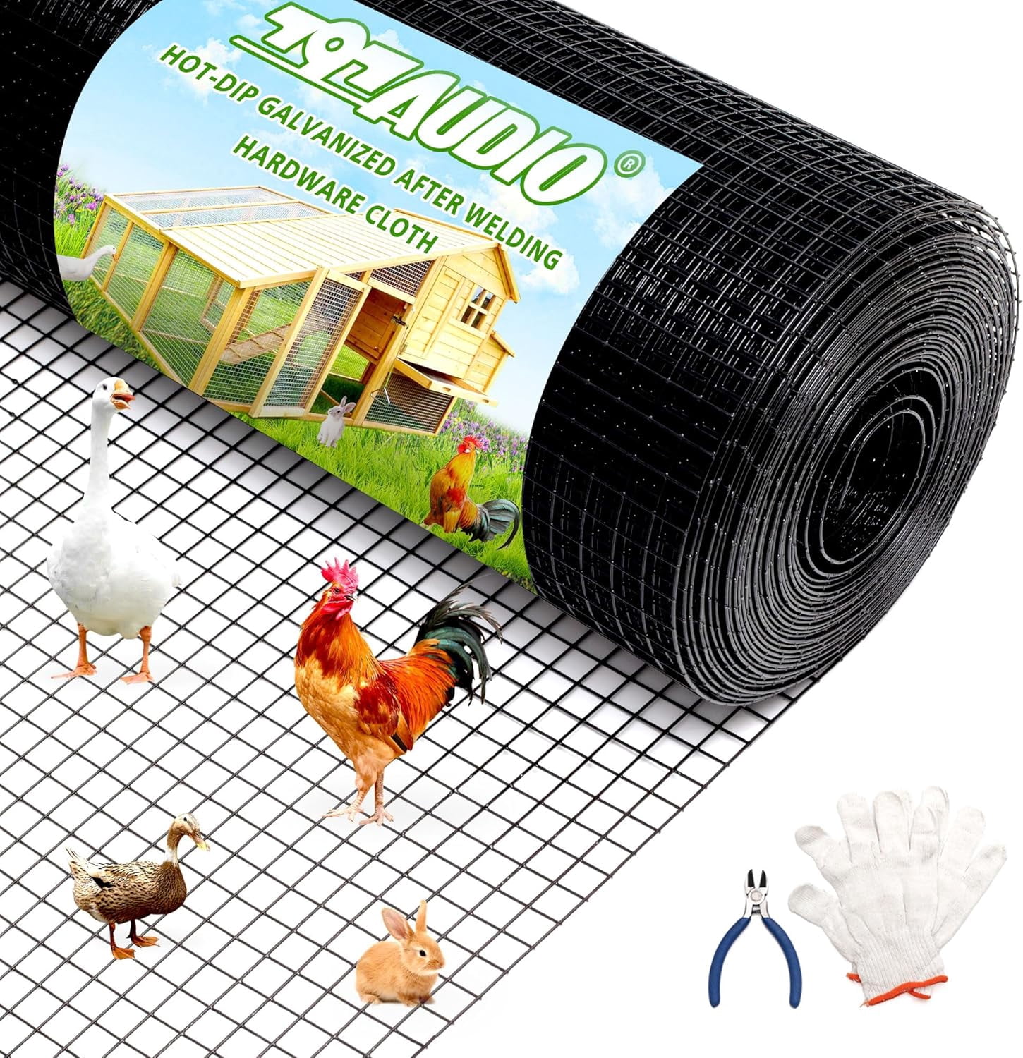 PVC Coated Welded Wire Fence,1/2 inch 36 in x 50 ft,Chicken Wire,Black ...