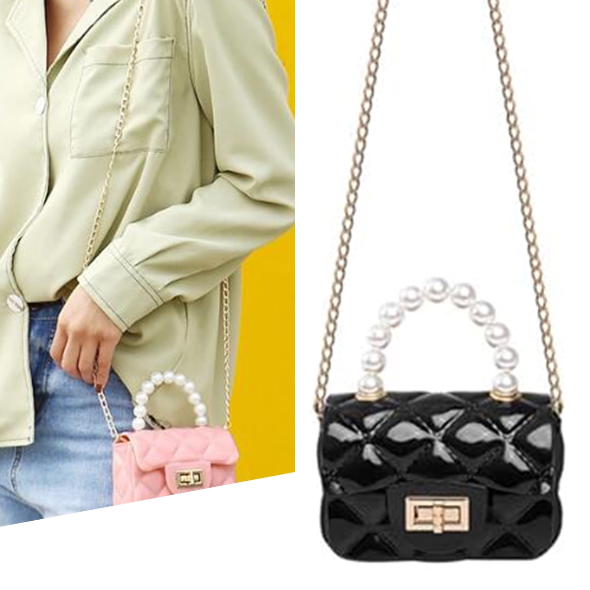 PVC Crossbody Handbag Chain Jelly Bags for Girl Jelly Color 2023 Cute ...
