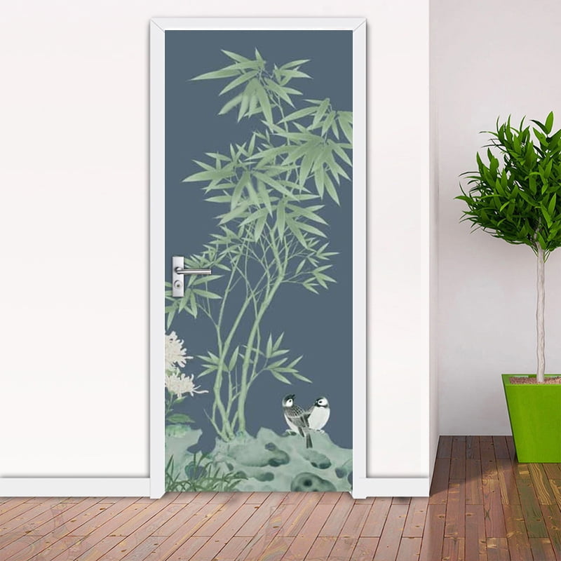 PVC DIY Self-adhesive Door Stickers Tropical Plants Art 3D Leaves ...
