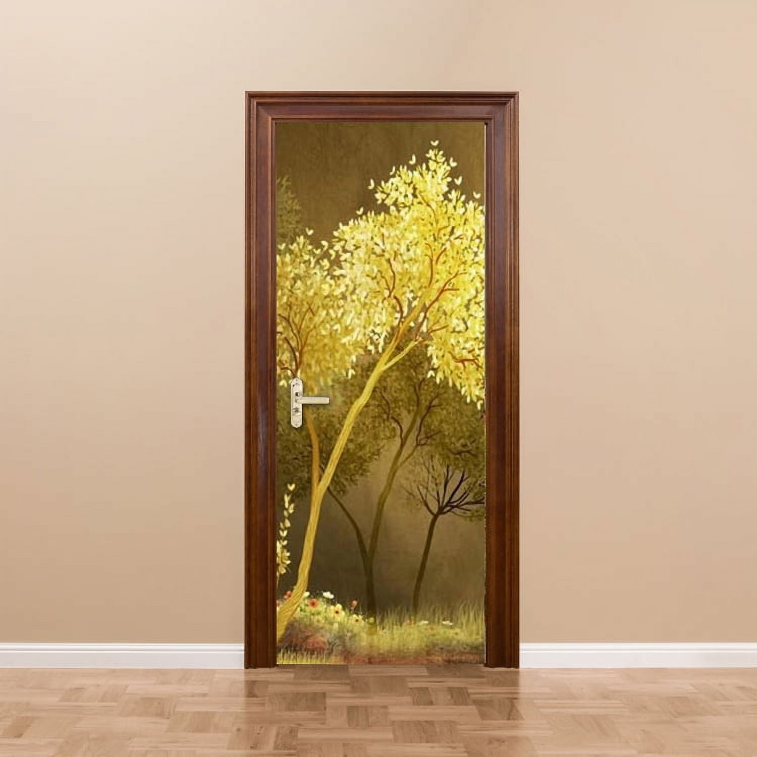 PVC DIY Self-adhesive Door Stickers Tropical Plants Art 3D Leaves ...