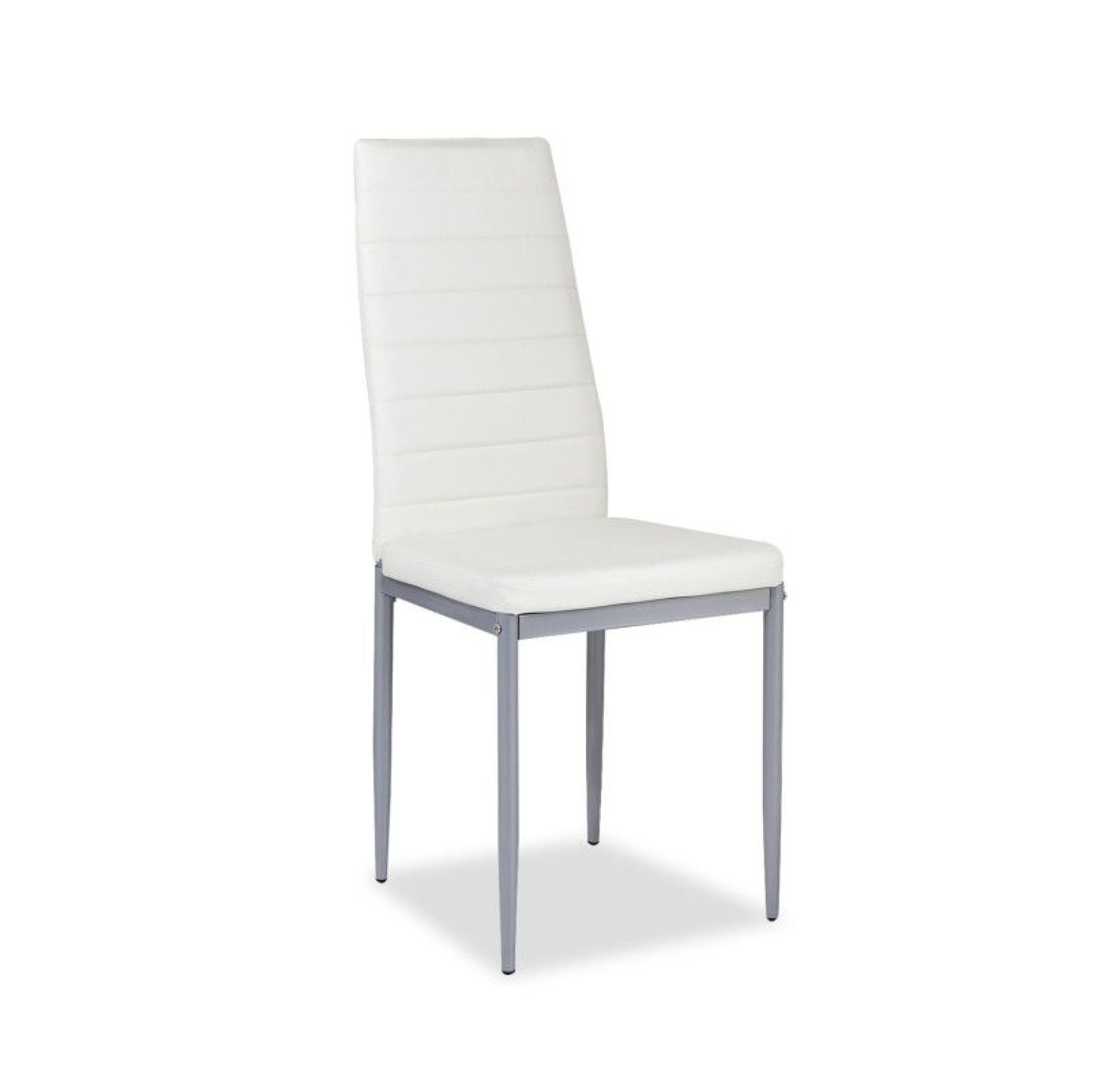 PVC Dining Chairs Set of 4, Metal Legs High Back Kitchen Chairs, Padded ...