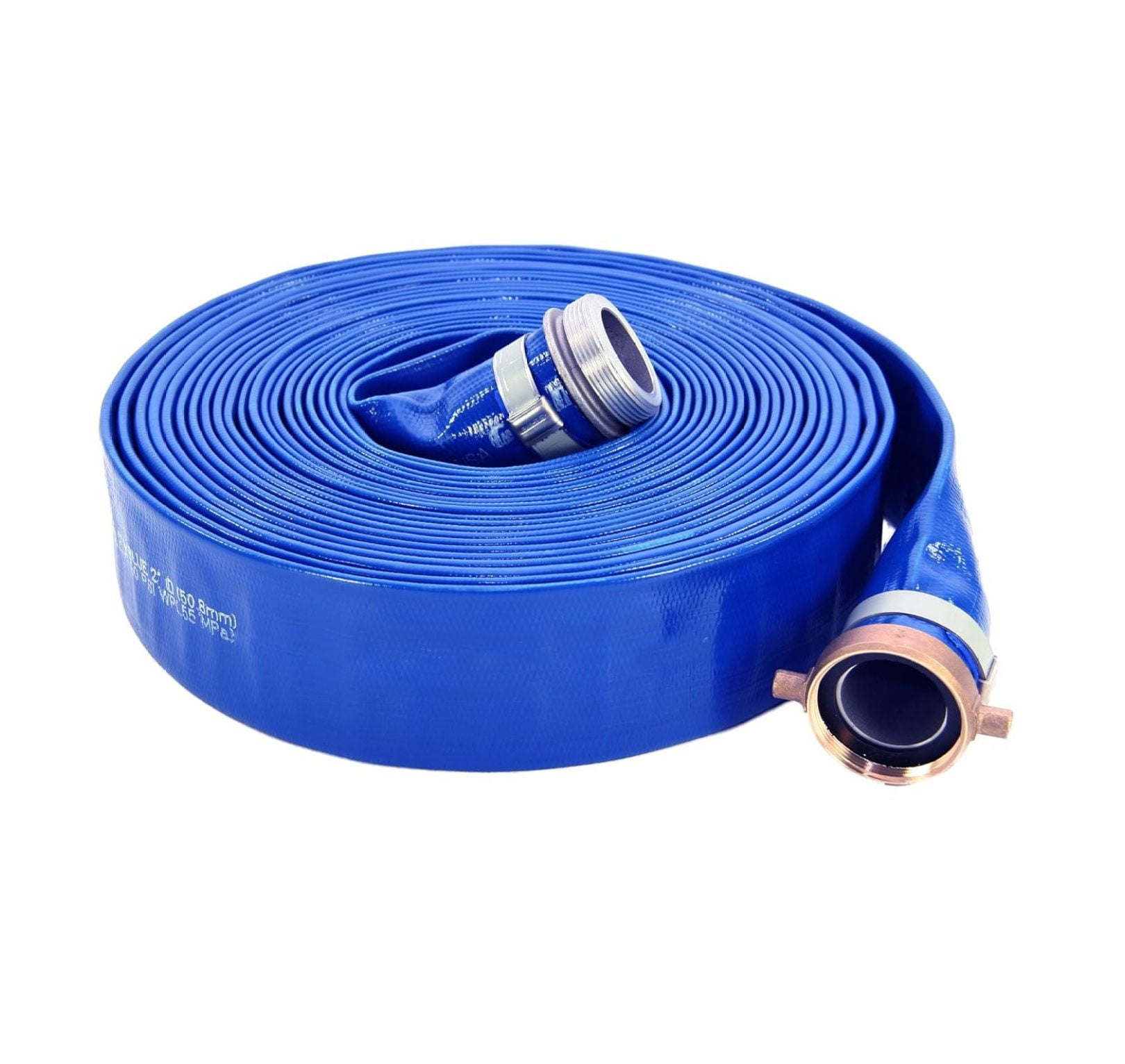PVC Discharge Hose Assembly, Blue, 1-1/2" Male X Female NPSM, 70 psi ...