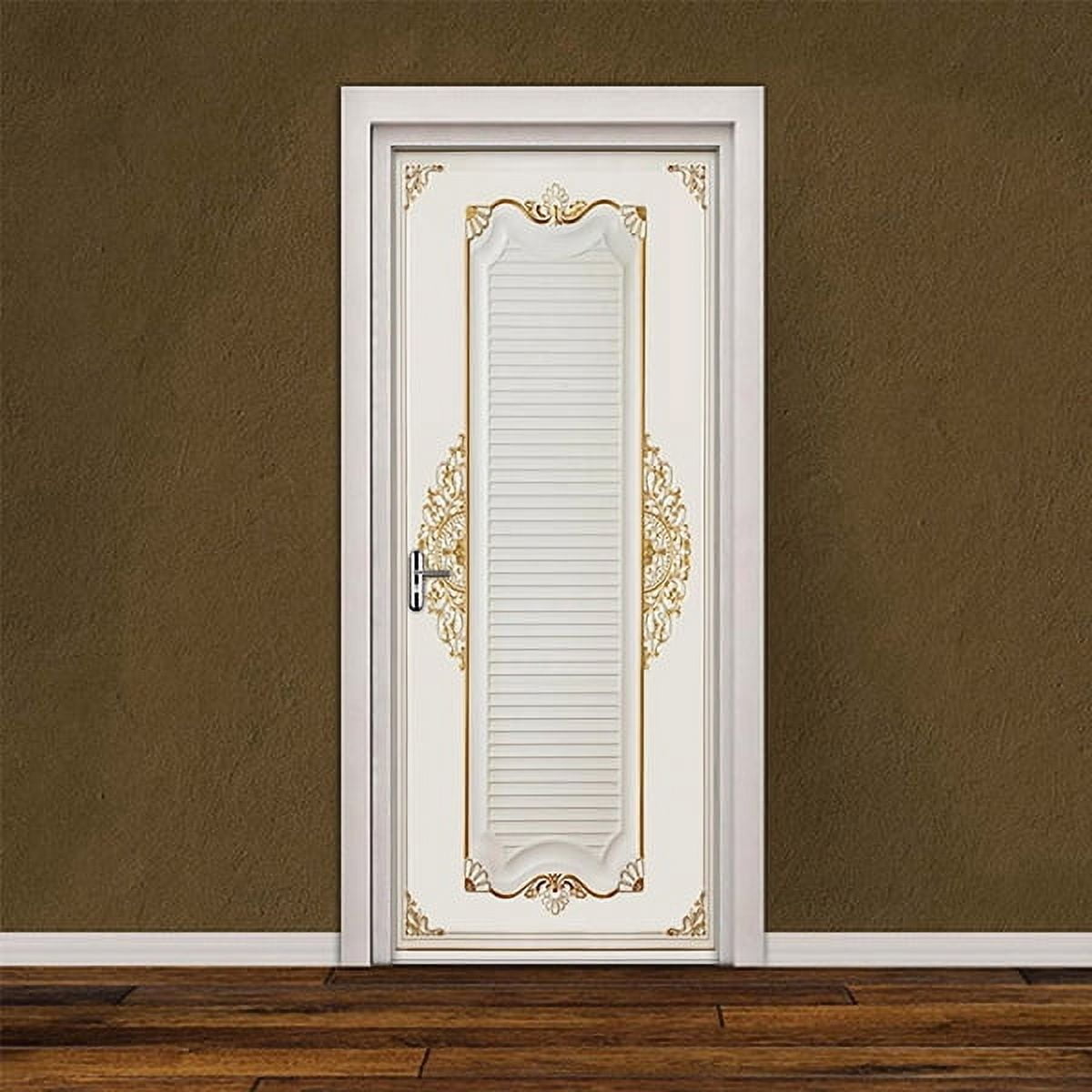 PVC Door Mural Wall Decals Art 3D Plaster Pattern Door Sticker Home ...