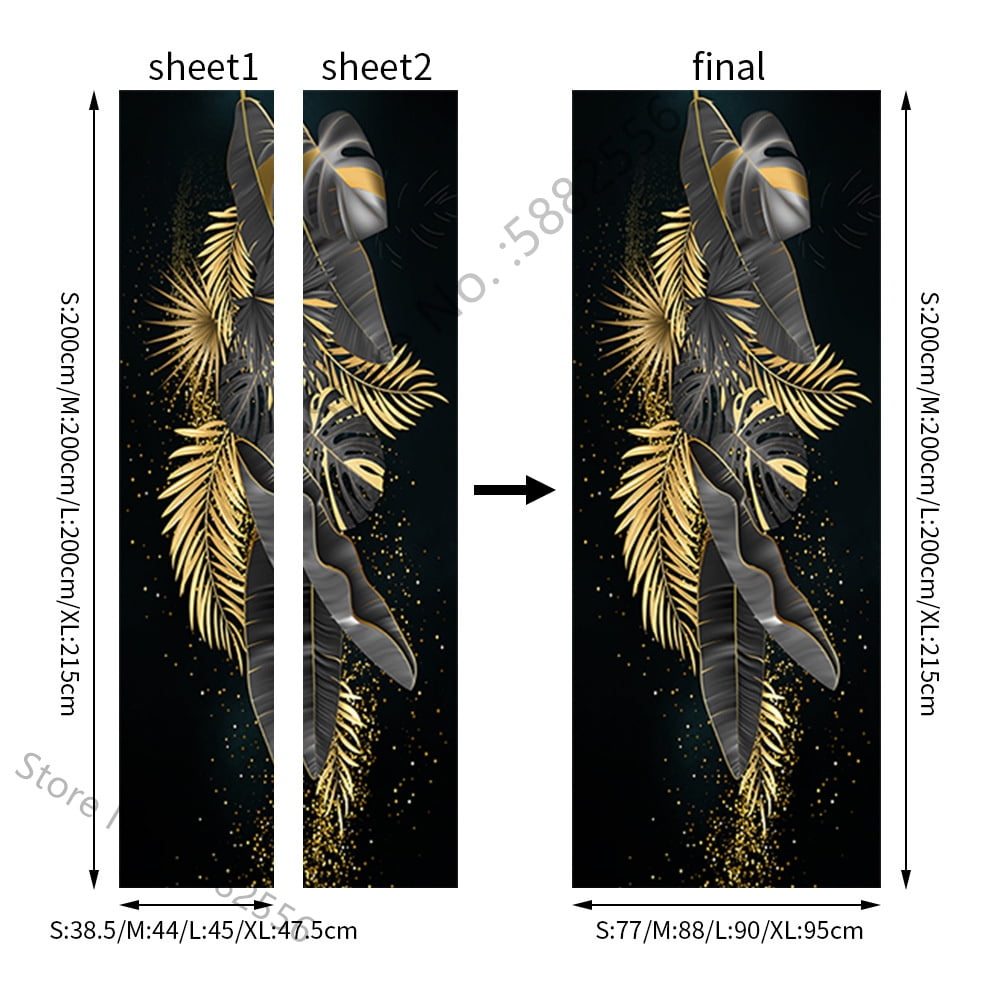 PVC Door Sticker Modern 3D Abstract Leaf Flowers Wallpaper Living Room ...