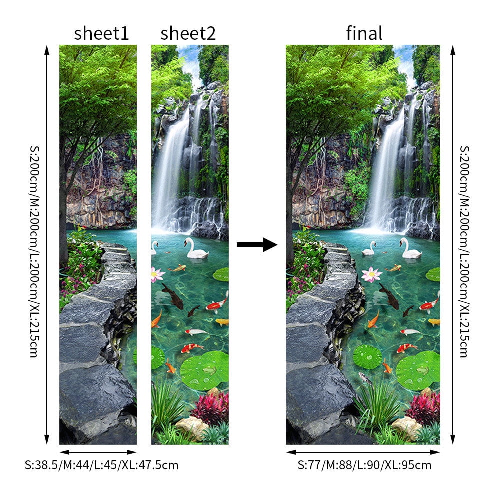 PVC Door Sticker Modern 3D Abstract Leaf Flowers Wallpaper Living Room ...