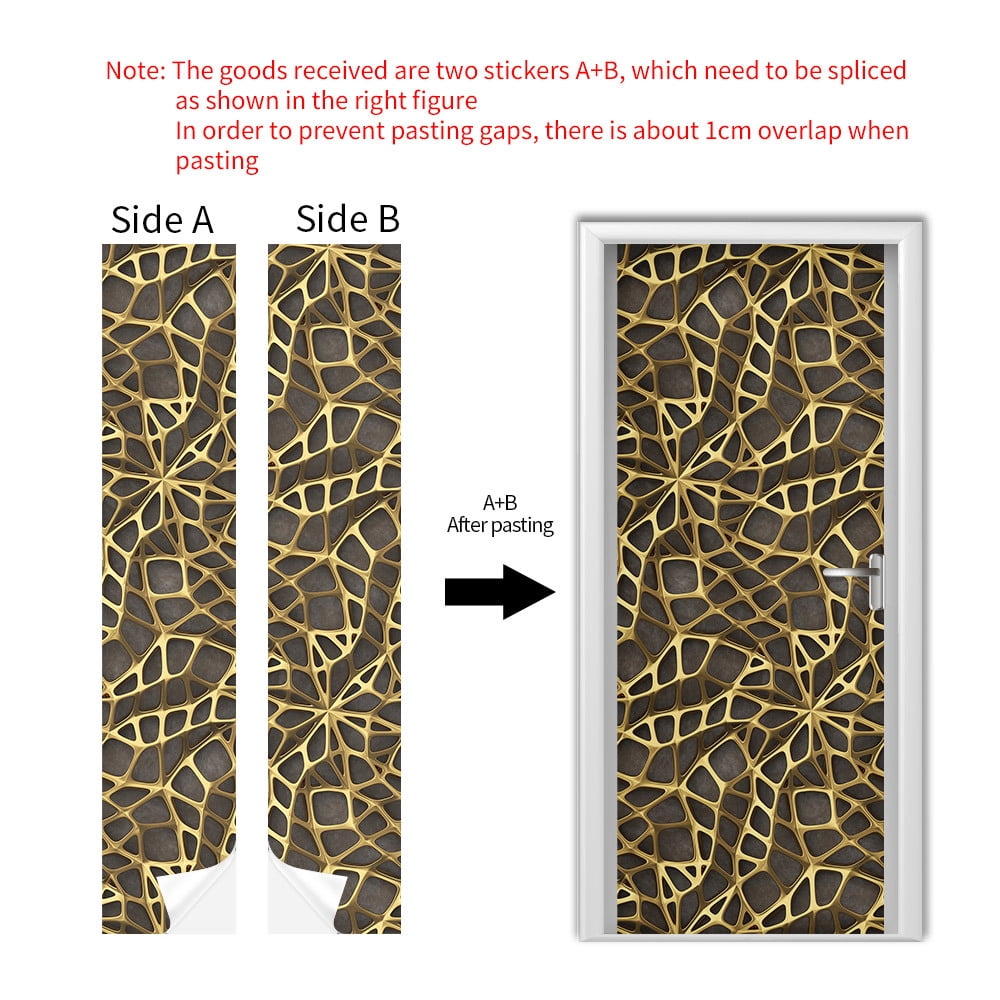 PVC Door Sticker Modern 3D Abstract Leaf Flowers Wallpaper Living Room ...