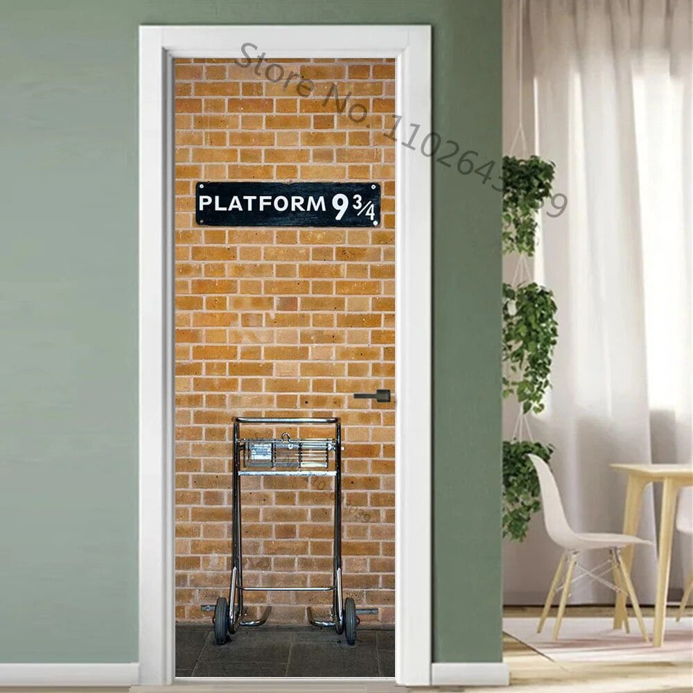 PVC Door Sticker Modern 3D Black Iron Wine Cabinet Wallpaper Living ...