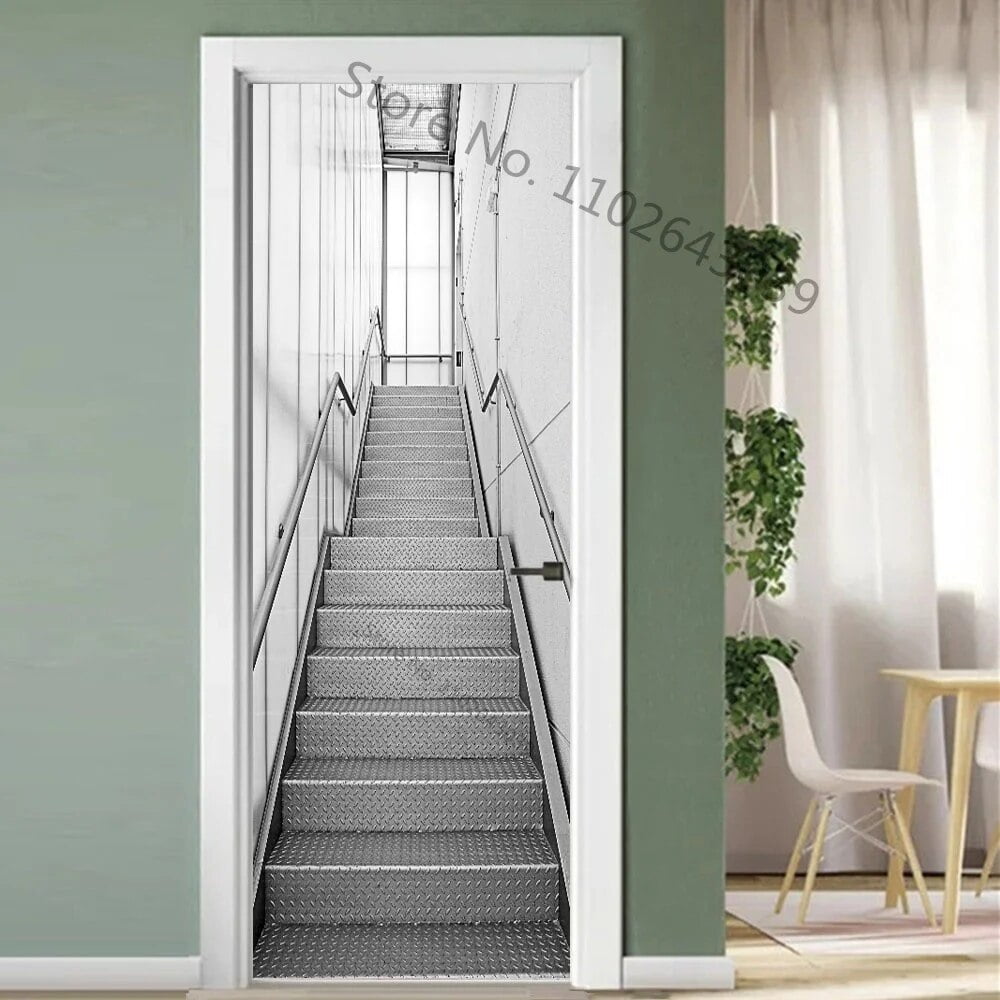 PVC Door Sticker Modern 3D Black Iron Wine Cabinet Wallpaper Living ...