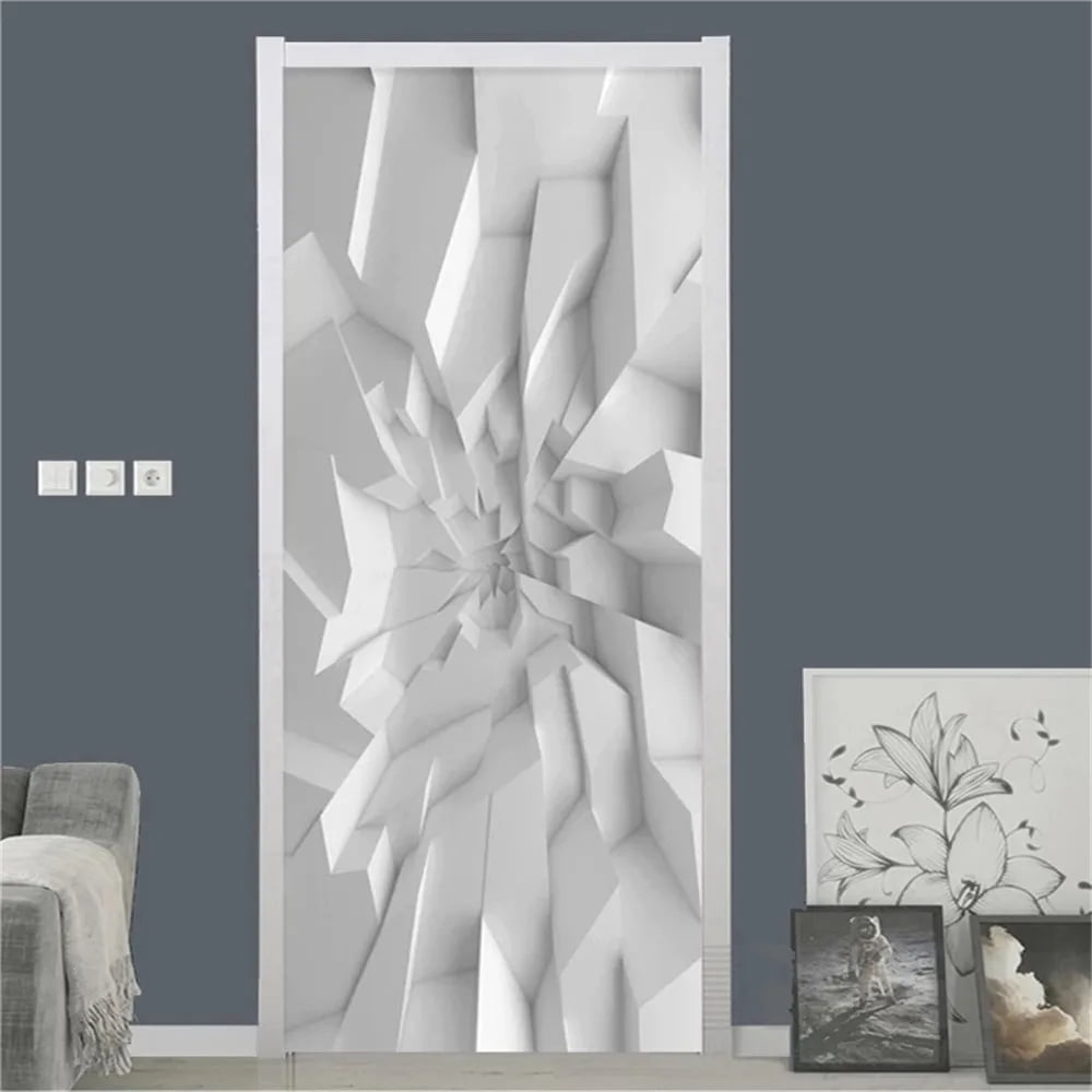 PVC Door Sticker Modern D Abstract Wallpaper Living Room Art Door ...