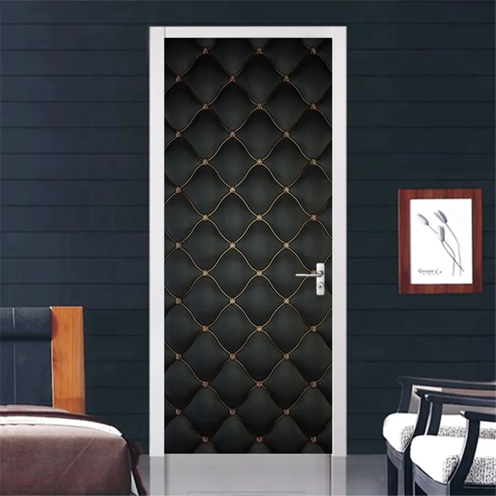 PVC Door Sticker Modern D Abstract Wallpaper Living Room Art Door Poster Waterproof Self ...