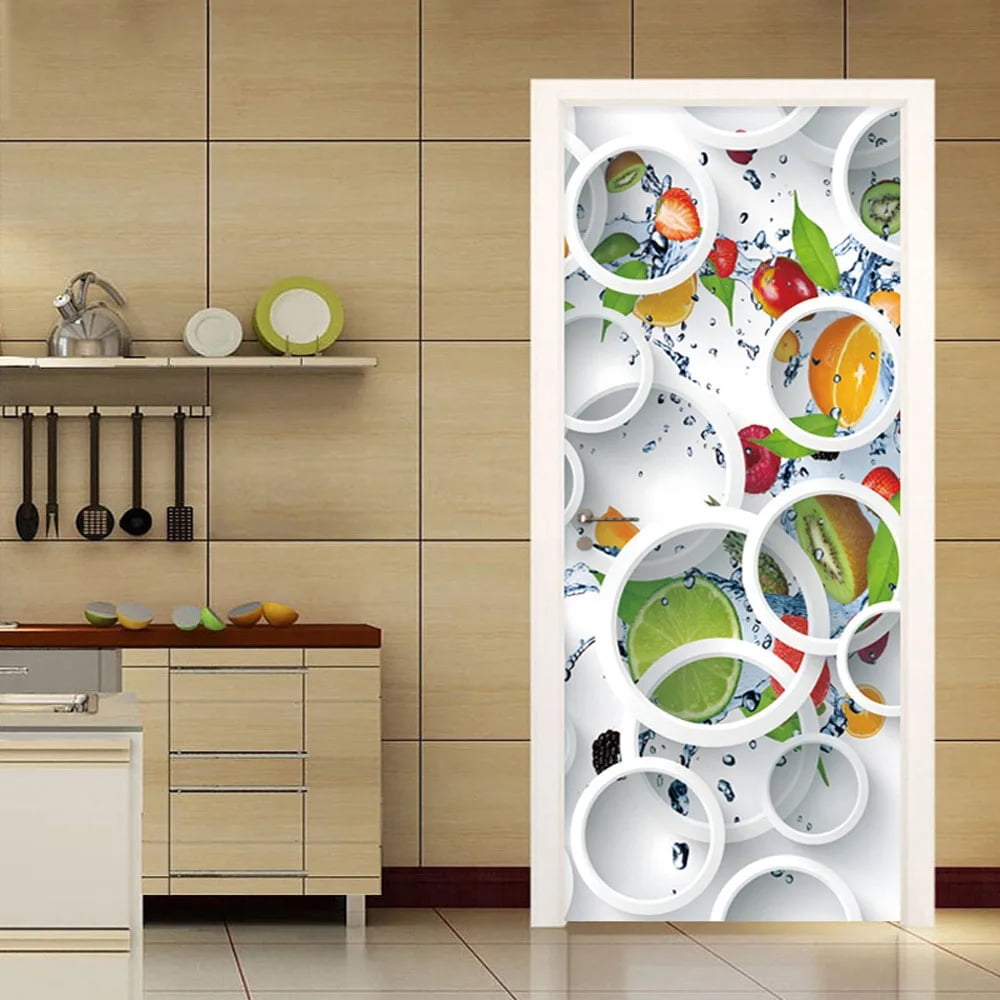 PVC Door Sticker Modern D Abstract Wallpaper Living Room Art Door ...