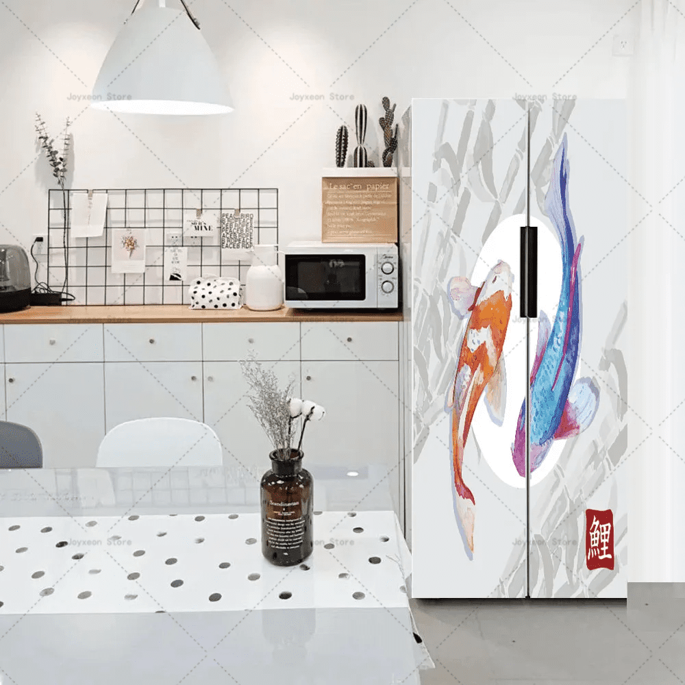 PVC Double Door Refrigerator Sticker with Modern Simple Home ration ...