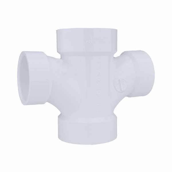 PVC Double Reducing Sanitary Tee, Hub, 2 in x 2 in x 1 1/2 in x 1 1/2 ...