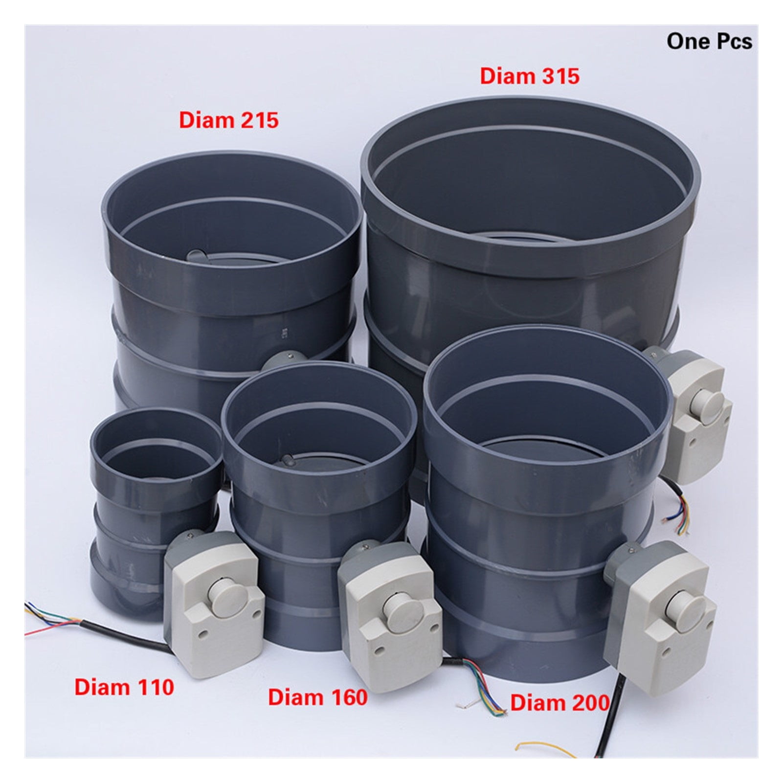 PVC Electric Air Duct Value Mm Diam Air Damper Valve Motorized Pipe ...
