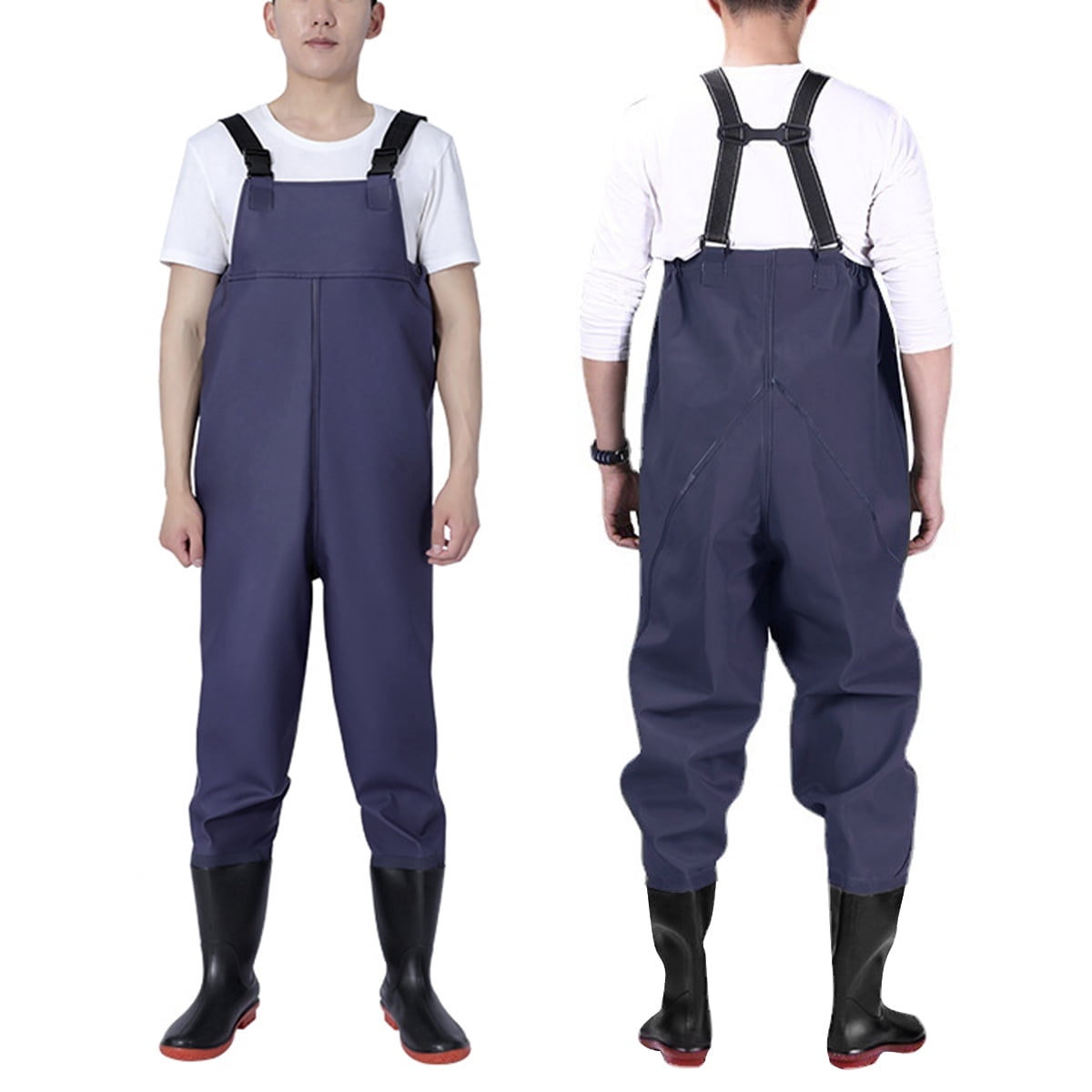 PVC Fishing Chest Waders for Men with Boots, Waterproof Bootfoot Waders ...