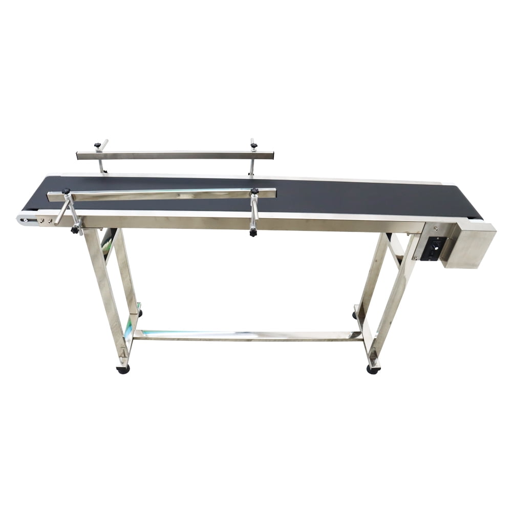 PVC Flat Conveyor Belt Systems Stainless Steel Frames Double Guardrails ...
