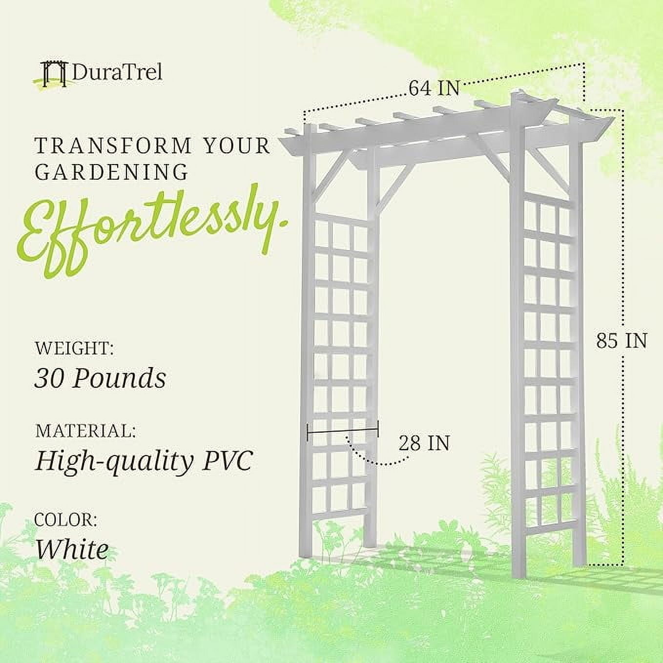 PVC Garden Arbor, Arch Support for Climbing Plants, Providence, White ...