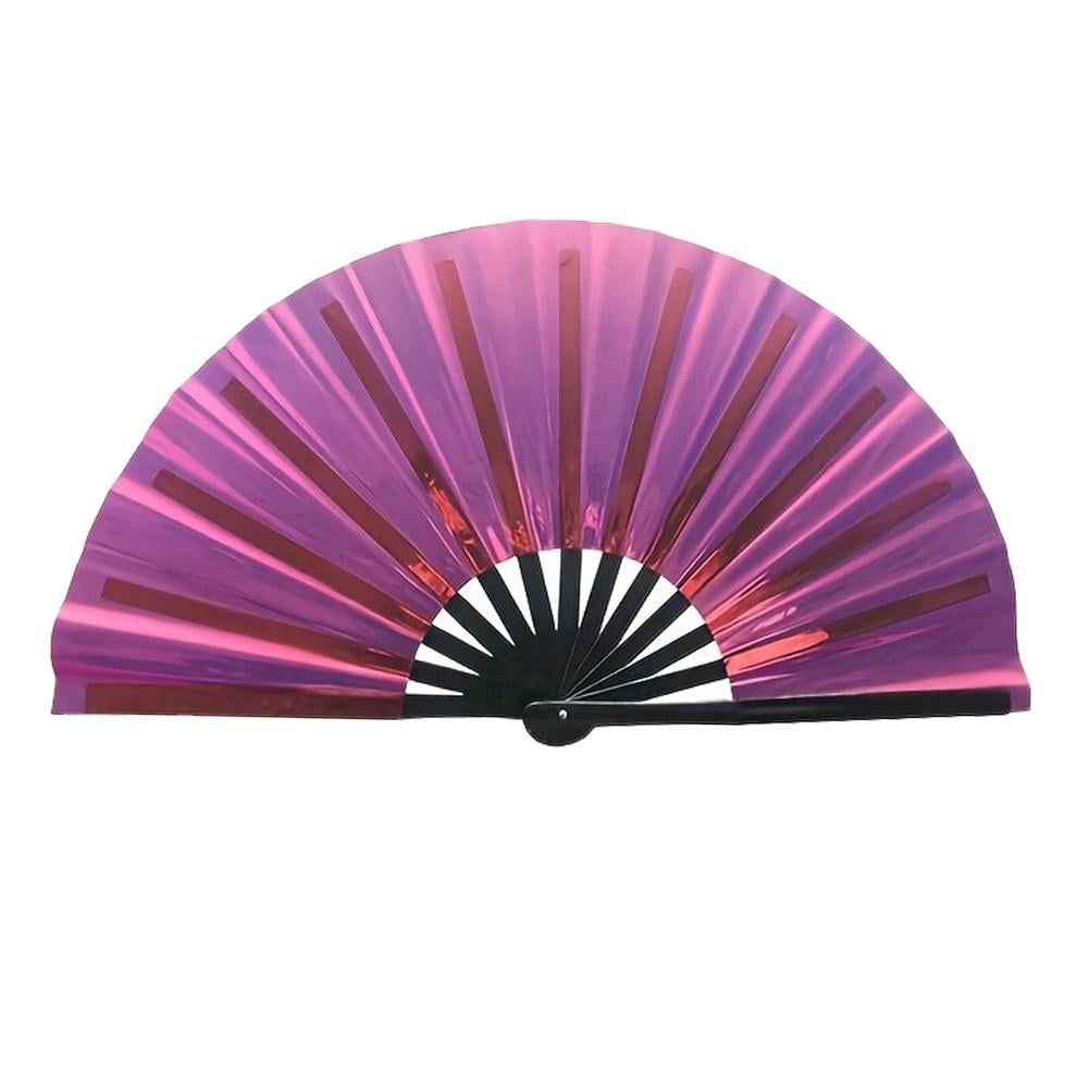 PVC Hand Crank Fan Foldable Oriental Style Silk Fabric Pocket Hand Fans ...