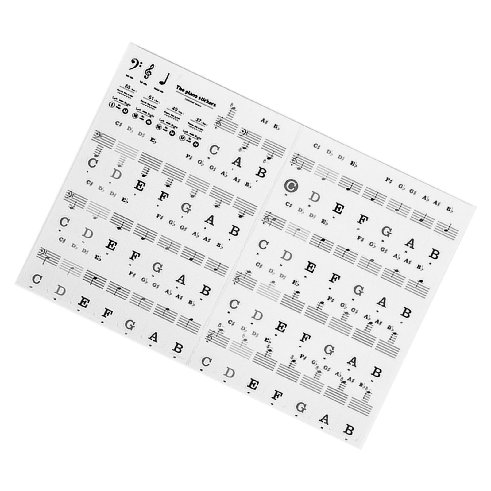 PVC Keyboard Stickers for 88 61 54 Key Pianos Staff Symbols Note ...