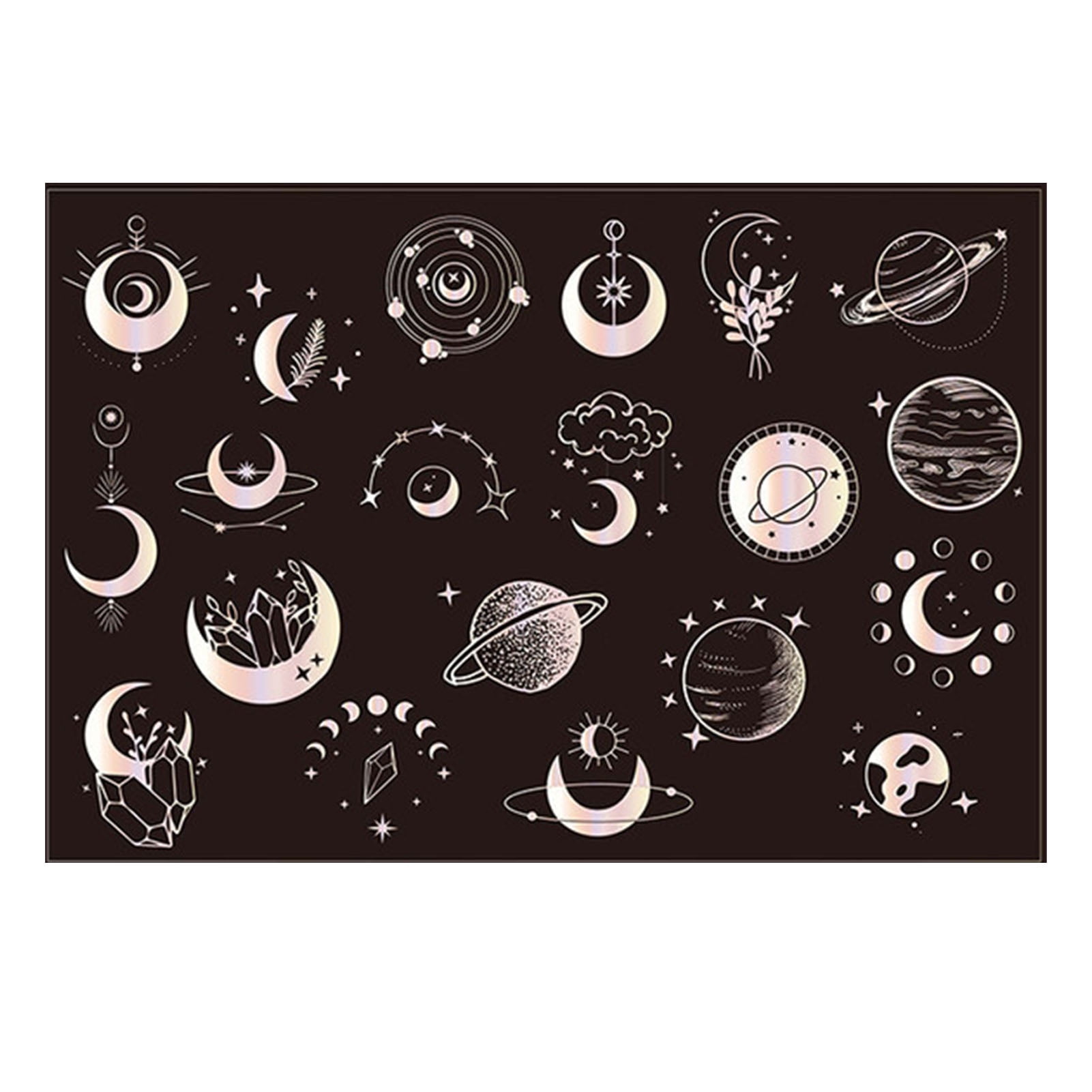 PVC Laser Sticker Golden Self Adhesive Reflective Sun Moon Pattern ...