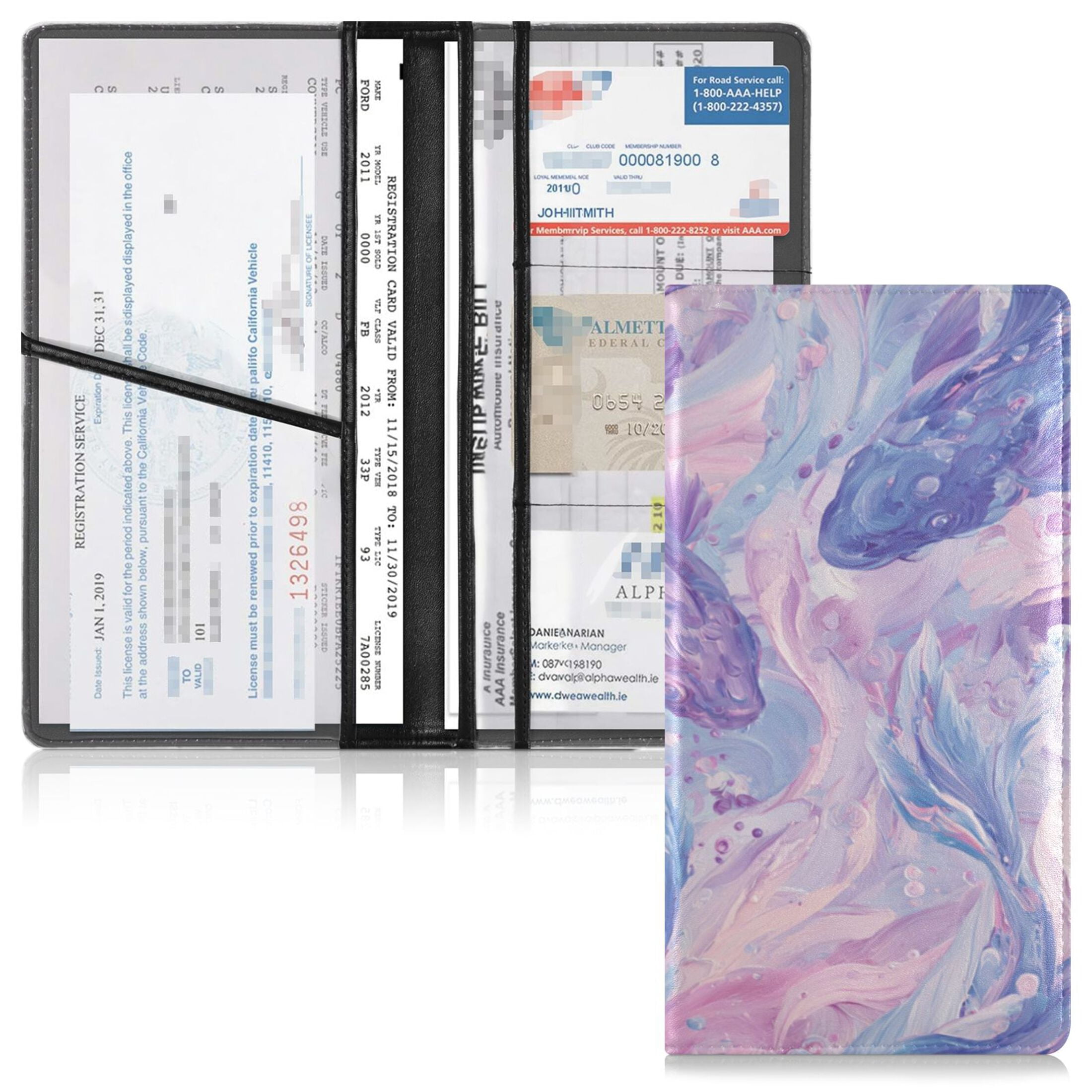 PVC Leather Car Document Holder Organizer Driver License Cover Holder ...