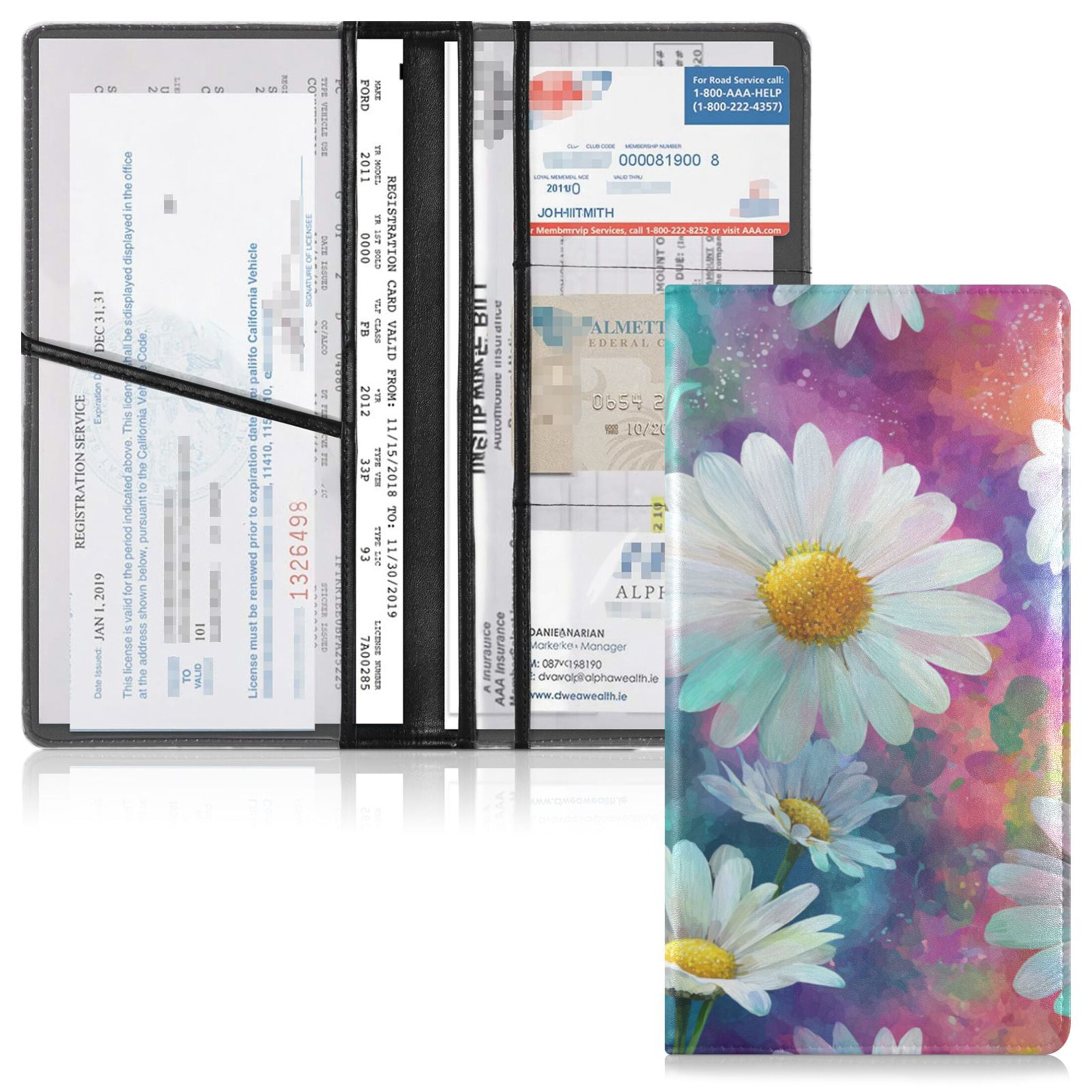 PVC Leather Car Document Holder Organizer Driver License Cover Holder ...