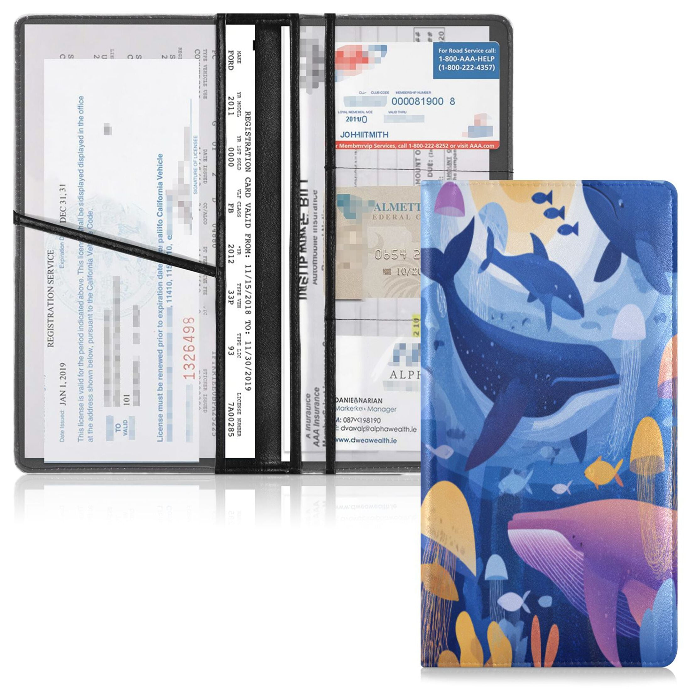 PVC Leather Car Document Holder Organizer Driver License Cover Holder ...