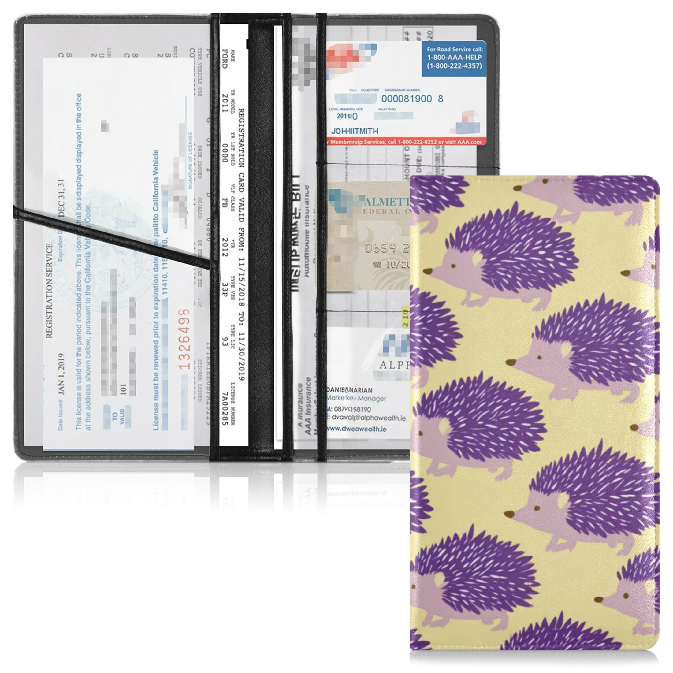 PVC Leather Car Document ID Holder with Multiple Pockets Protective ...