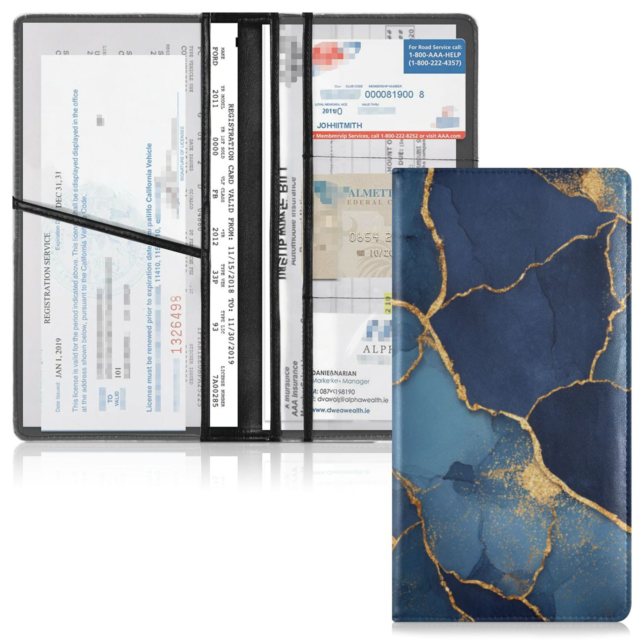 PVC Leather Car Document ID Holder with Multiple Pockets Protective ...