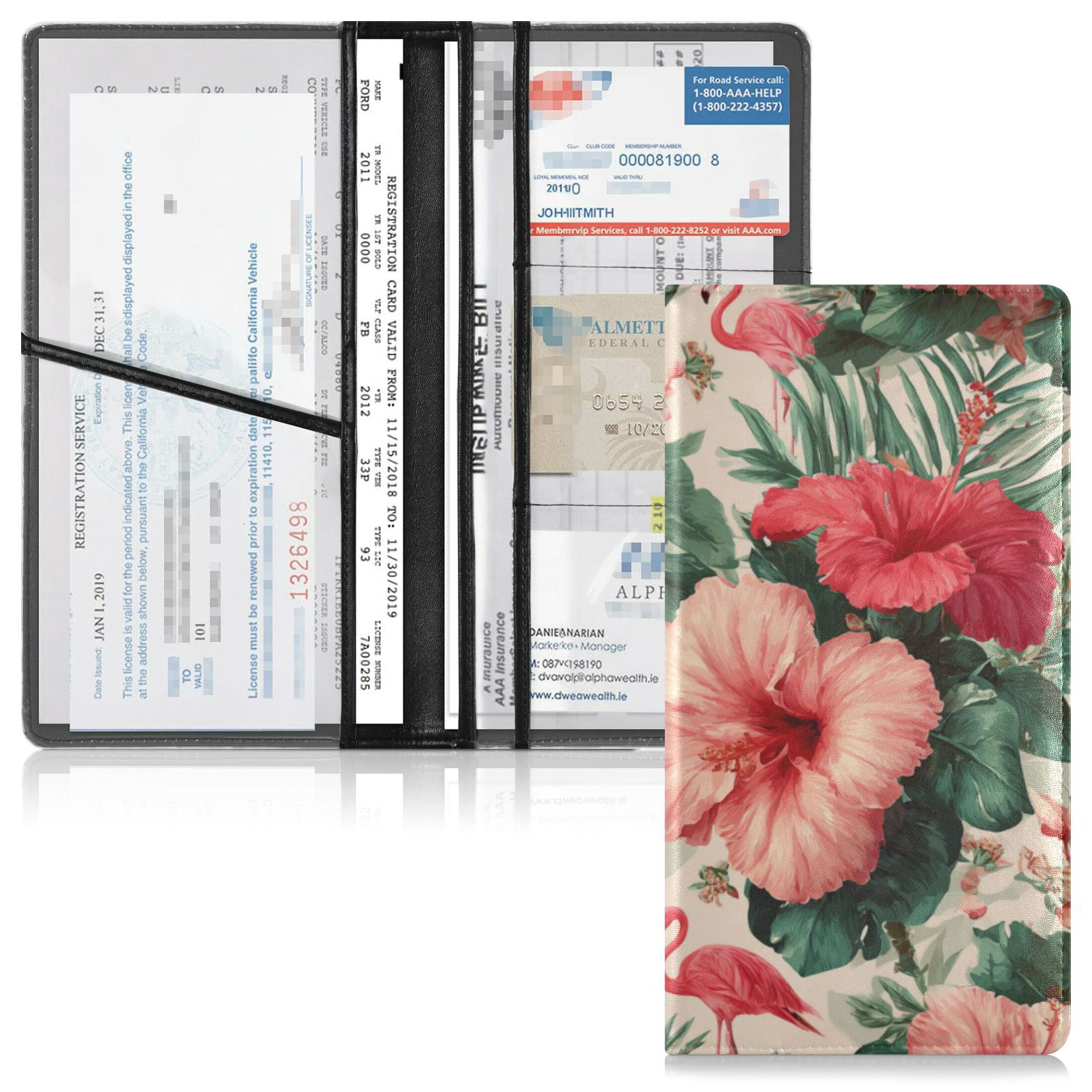 PVC Leather Car Document ID Holder with Multiple Pockets Protective ...