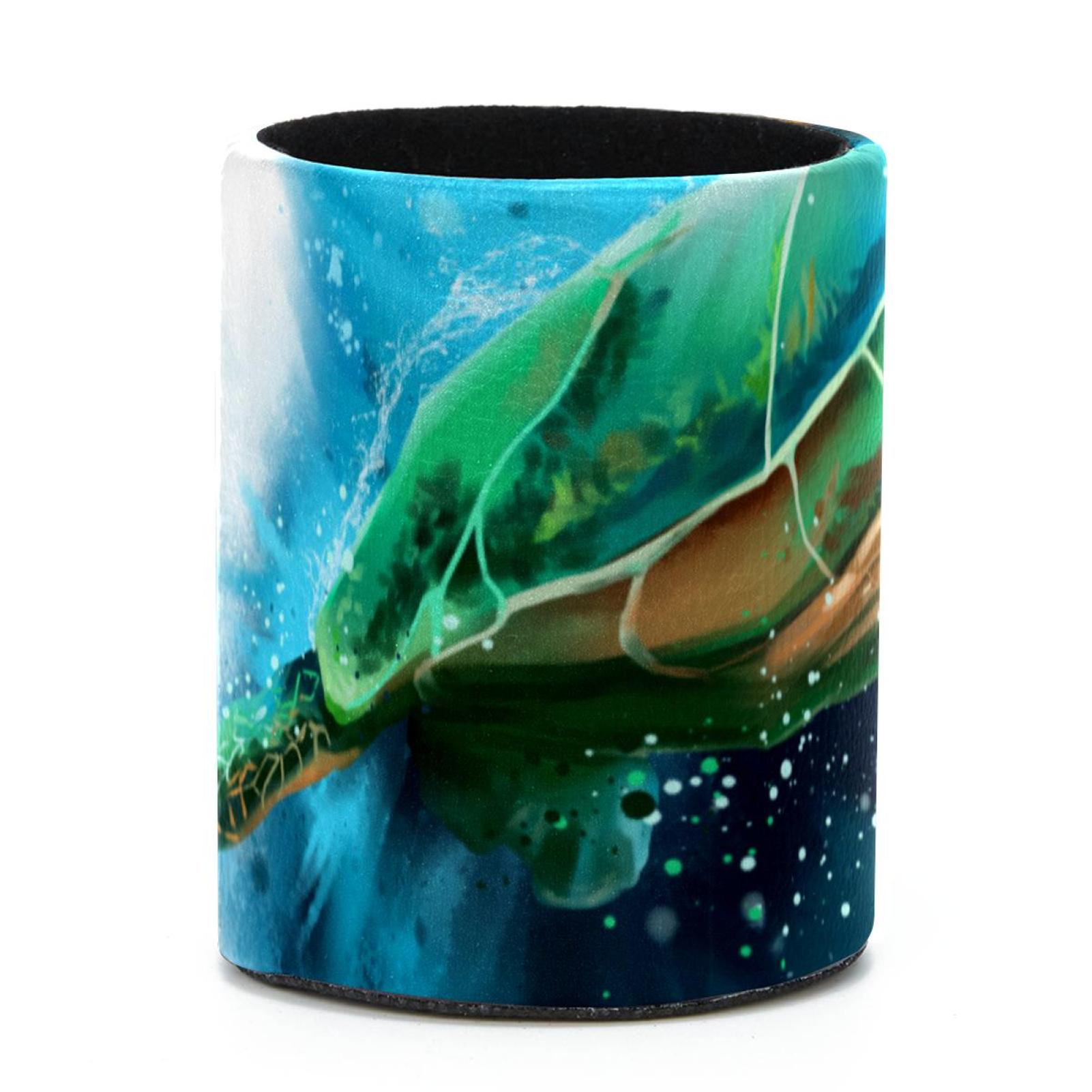 PVC Leather Pen Holder Pen Cup Pencil Brush Organizer Animal Sea Turtle ...