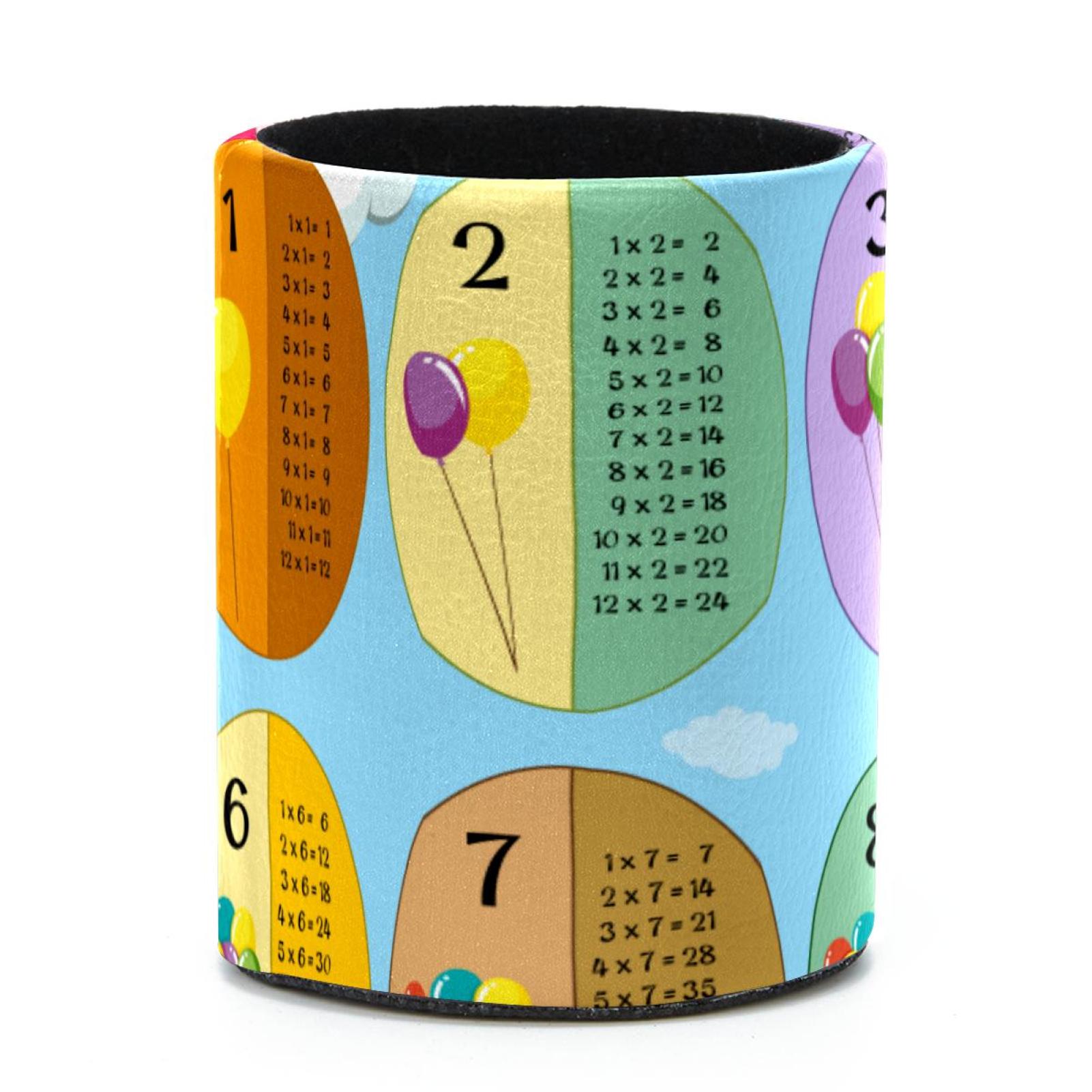 PVC Leather Pen Holder Pen Cup Pencil Brush Organizer Math Times Tables ...