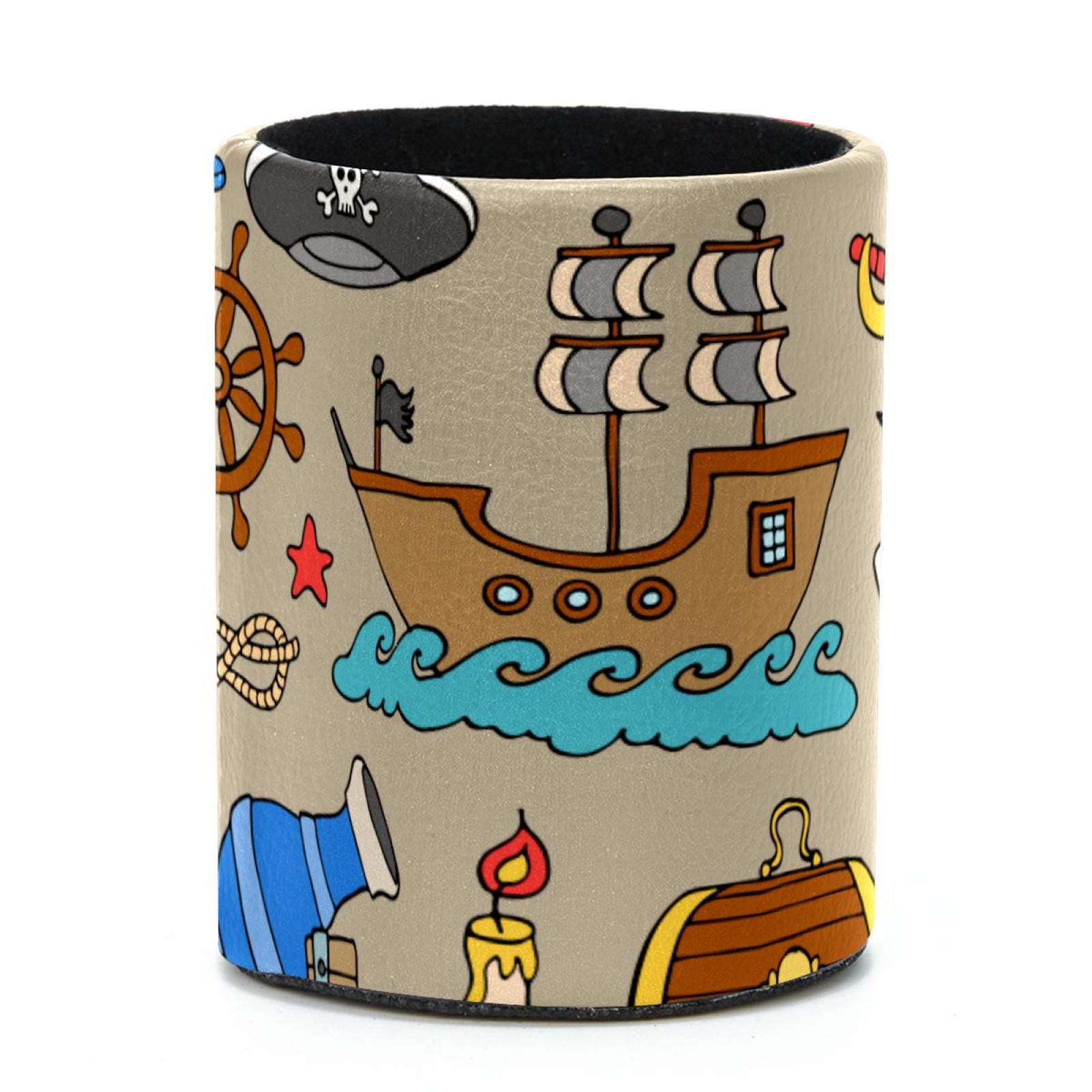 PVC Leather Pen Holder Pen Cup Pencil Brush Organizer Pirates ...