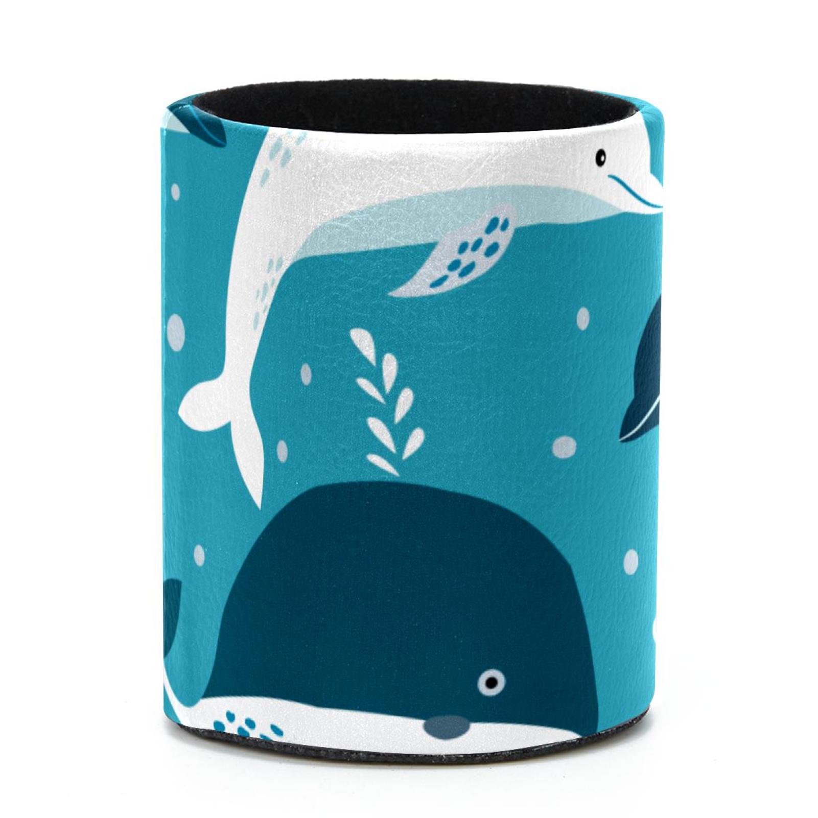 PVC Leather Pen Holder Pen Cup Pencil Brush Organizer Sea Plants ...