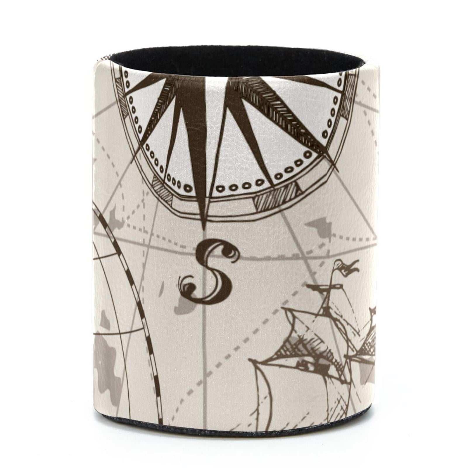 PVC Leather Pen Holder Pen Cup Pencil Brush Organizer Vintage Nautical ...