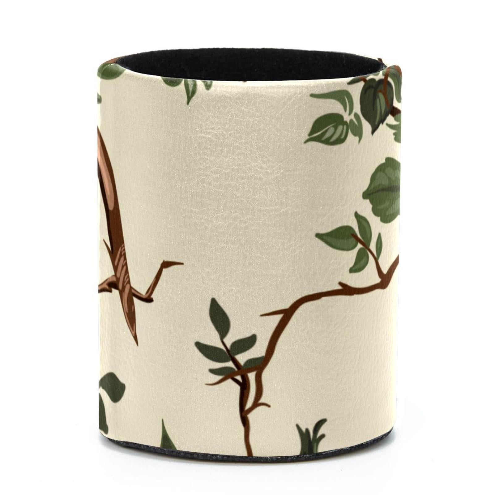 PVC Leather Pen Holder Pen Cup Pencil Brush Organizer bird in flower ...