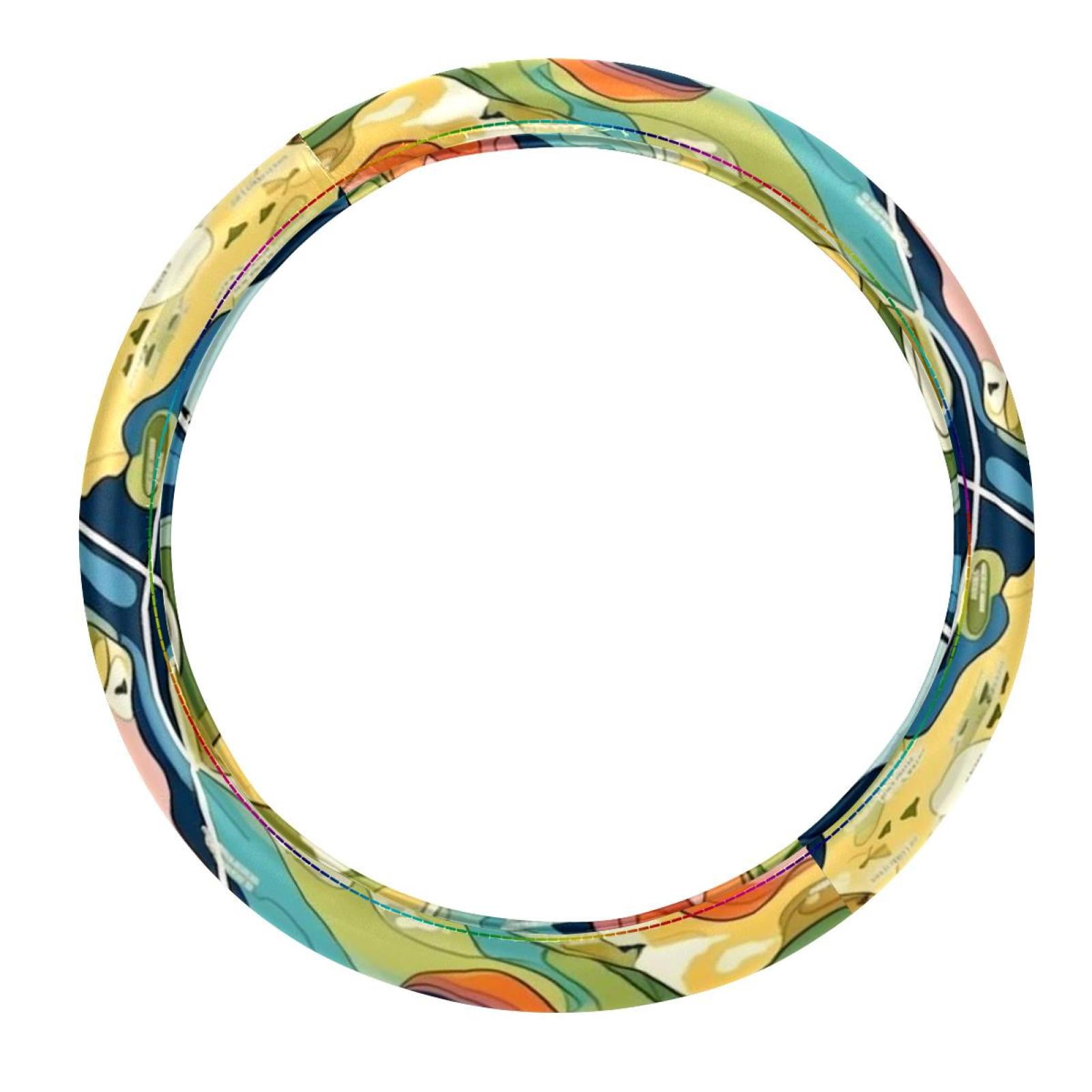 PVC Leather Steering Wheel Cover Protector, 15 IN Map Texture Color ...