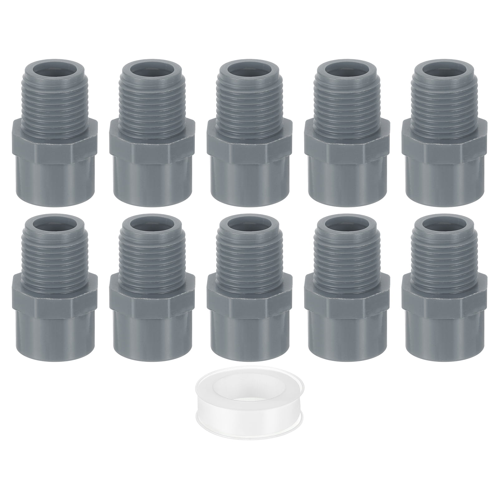 PVC Male Adapter Pipe Fitting, 10Pcs 20mm(3/4") 2-Way PVC Pipe ...