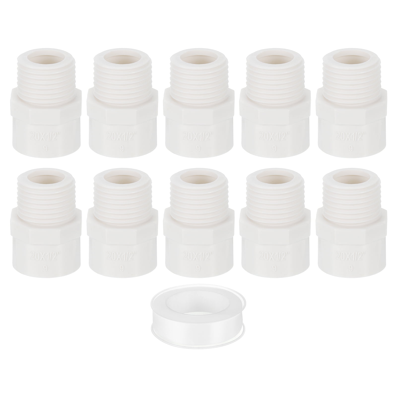 PVC Male Adapter Pipe Fitting, 10Pcs 20mm(3/4") 2-Way PVC Pipe ...