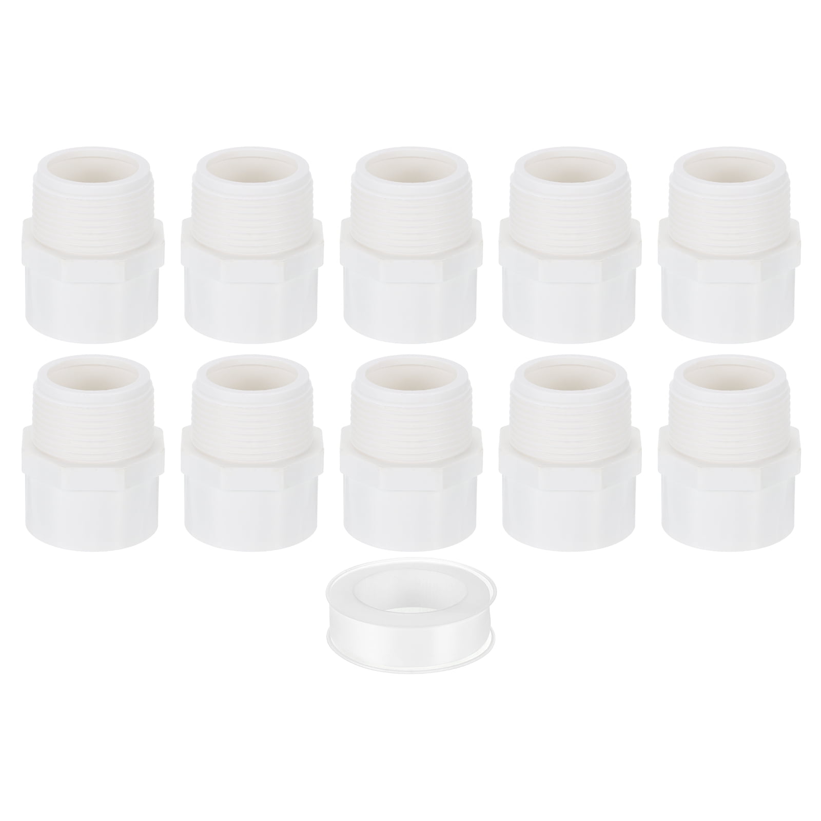 PVC Male Adapter Pipe Fitting, 10Pcs 40mm(1-1/2") 2-Way PVC Pipe ...