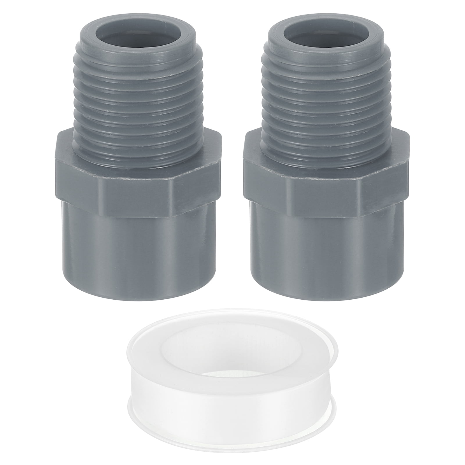 PVC Male Adapter Pipe Fitting, 2Pcs 20mm(3/4") 2-Way PVC Pipe ...