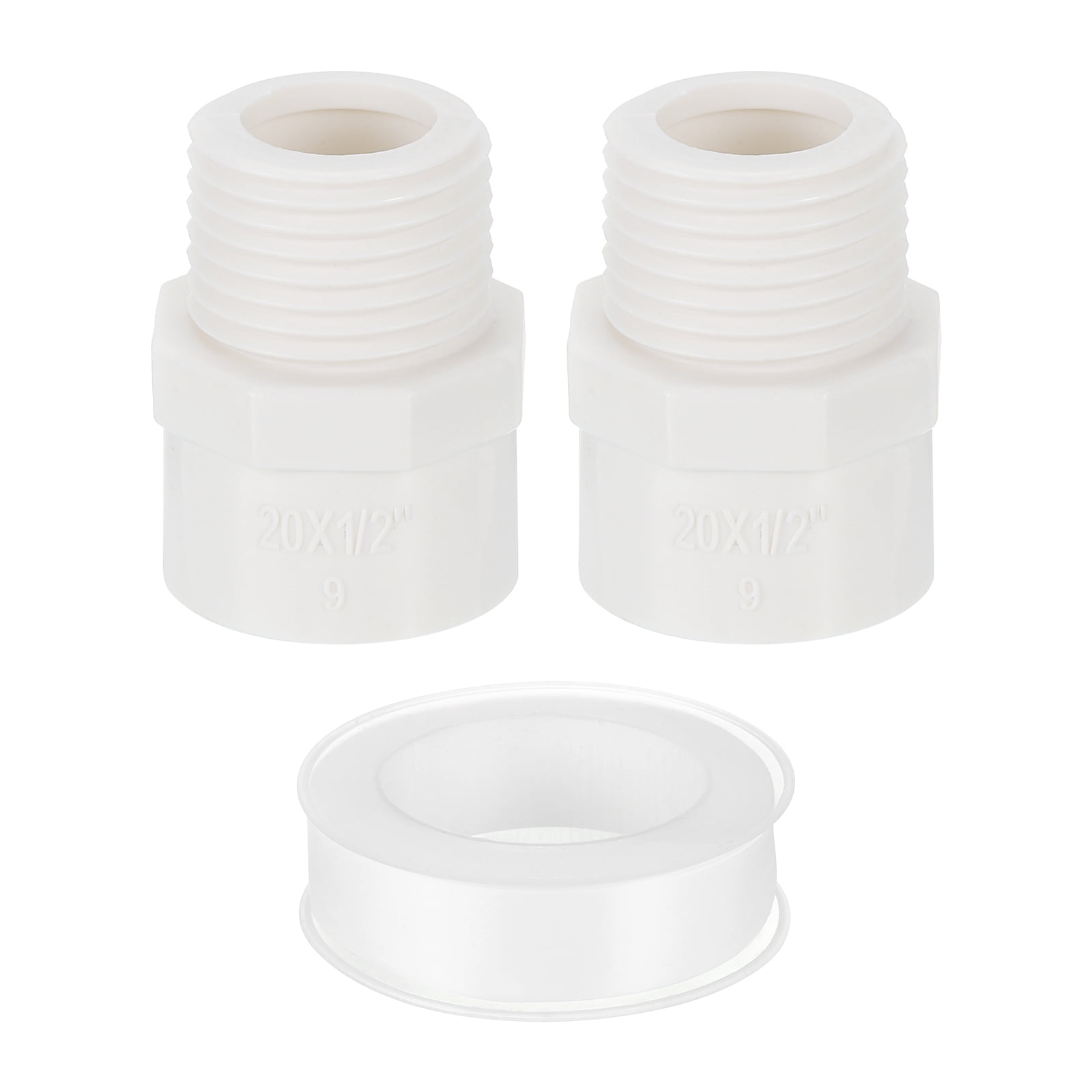 PVC Male Adapter Pipe Fitting, 2Pcs 20mm(3/4") 2-Way PVC Pipe ...