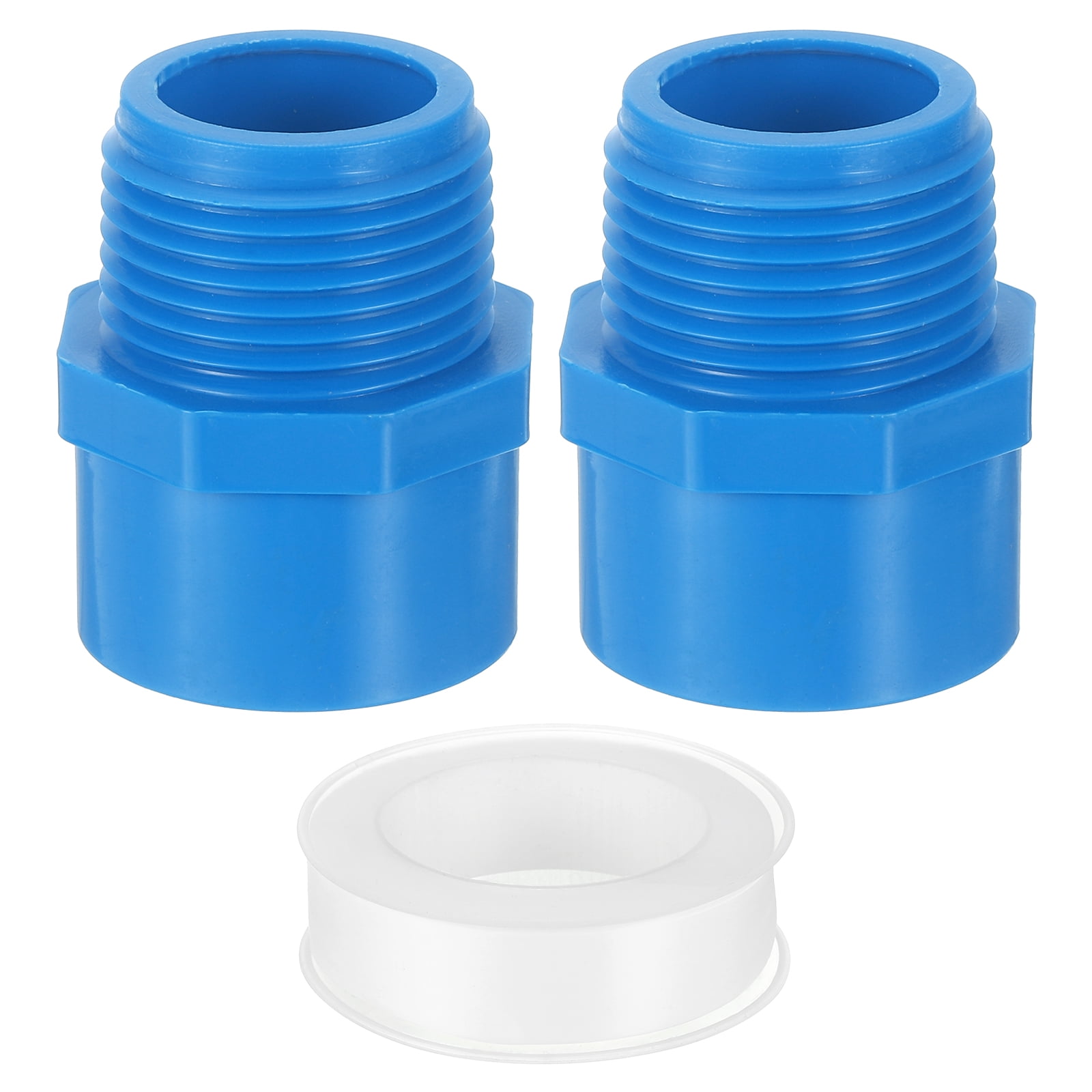 PVC Male Adapter Pipe Fitting, 2Pcs 32mm(1-1/4") 2-Way PVC Pipe Connectors with Sealant Tape ...