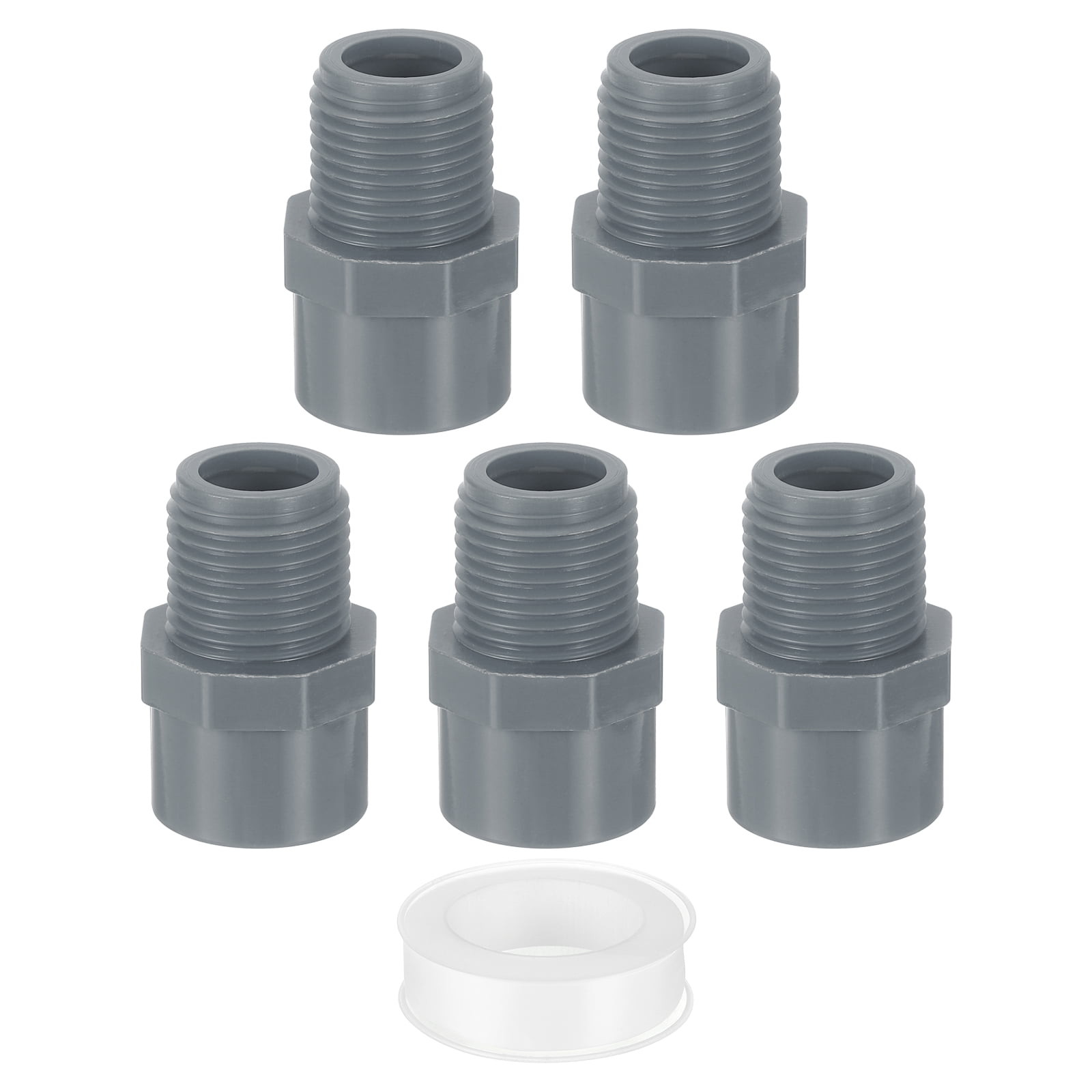 PVC Male Adapter Pipe Fitting, 5Pcs 20mm(3/4") 2-Way PVC Pipe ...