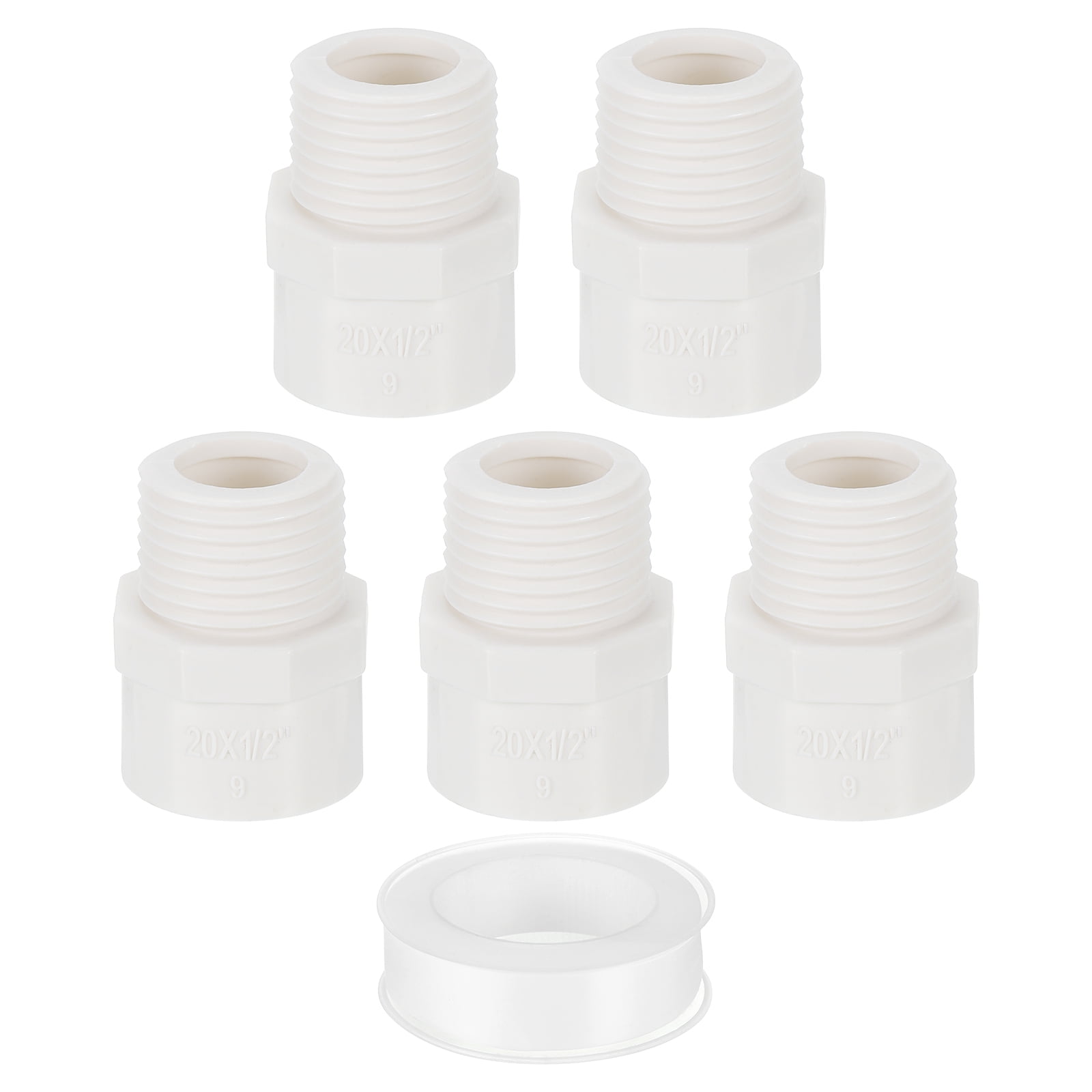 PVC Male Adapter Pipe Fitting, 5Pcs 20mm(3/4") 2-Way PVC Pipe ...
