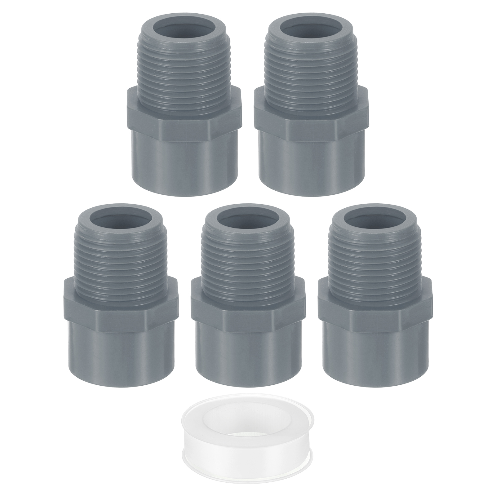 PVC Male Adapter Pipe Fitting, 5Pcs 25mm(1") 2-Way PVC Pipe Connectors ...
