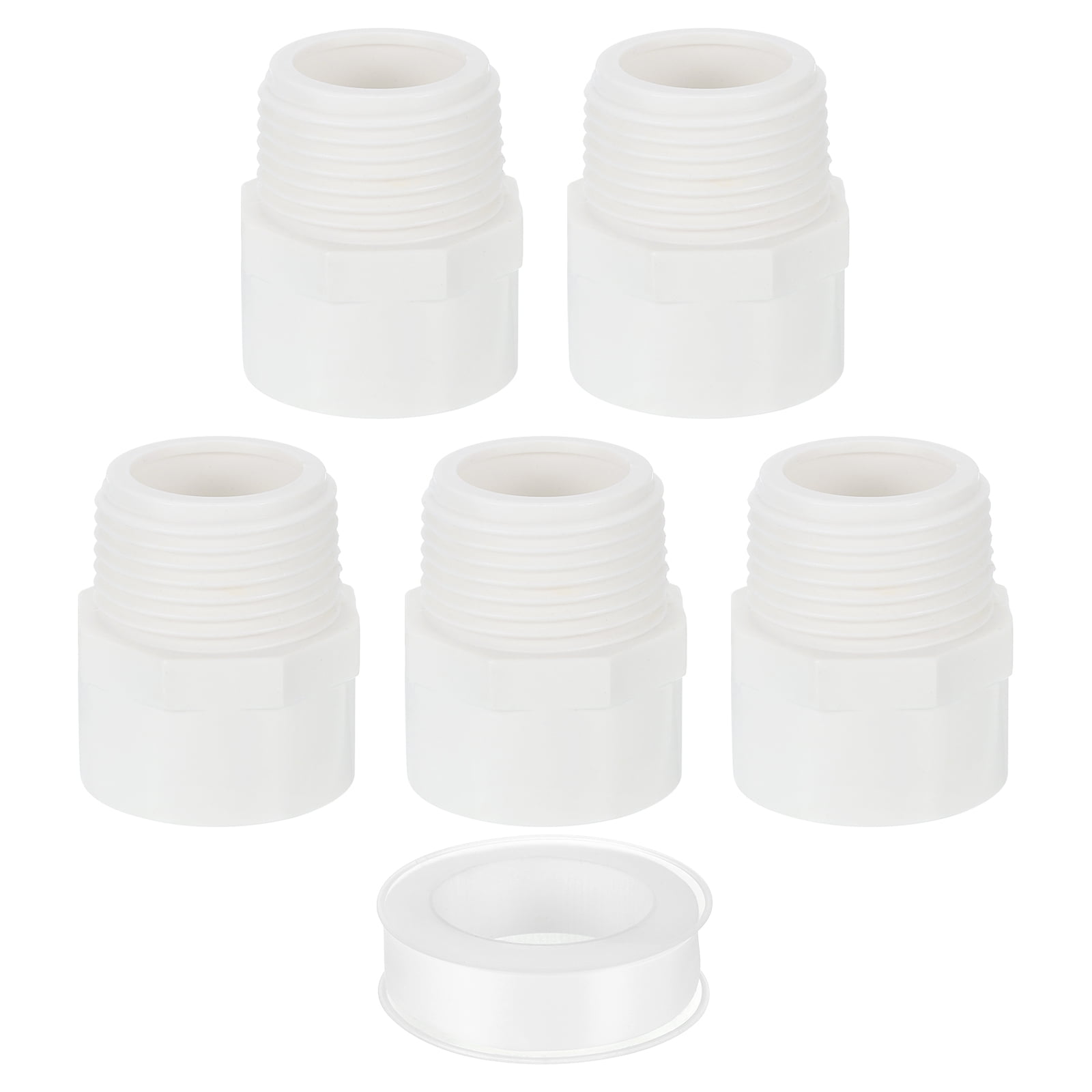 PVC Male Adapter Pipe Fitting, 5Pcs 32mm(1-1/4") 2-Way PVC Pipe ...