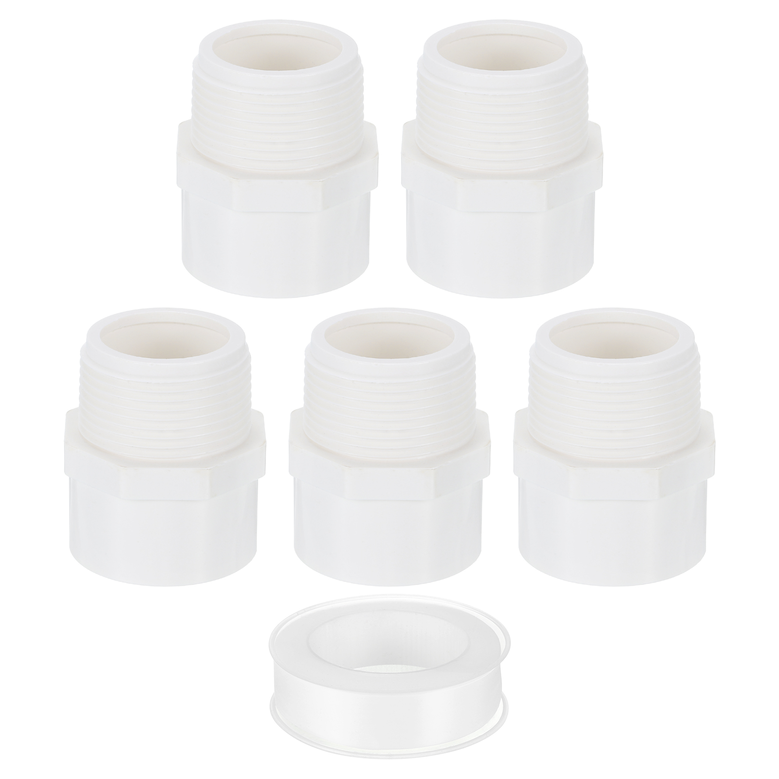 PVC Male Adapter Pipe Fitting, 5Pcs 40mm(1-1/2") 2-Way PVC Pipe ...