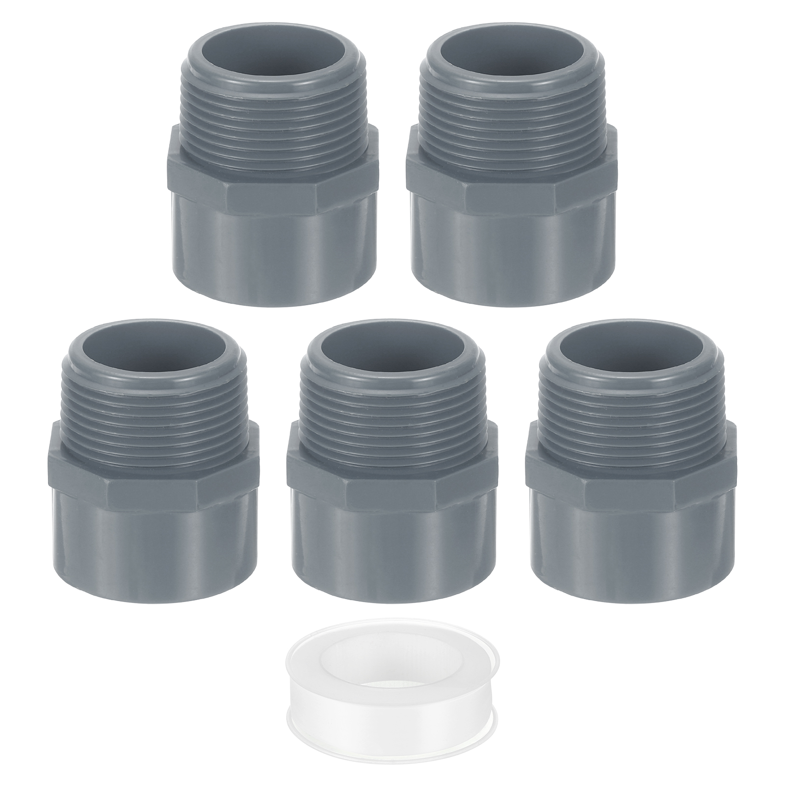 PVC Male Adapter Pipe Fitting, 5Pcs 40mm(1-1/2") 2-Way PVC Pipe ...