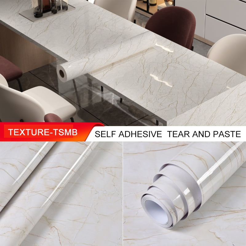 PVC Marble Self Adhesive Waterproof Wallpapers Thicken Oil Proof Wall Stickers Countertop ...